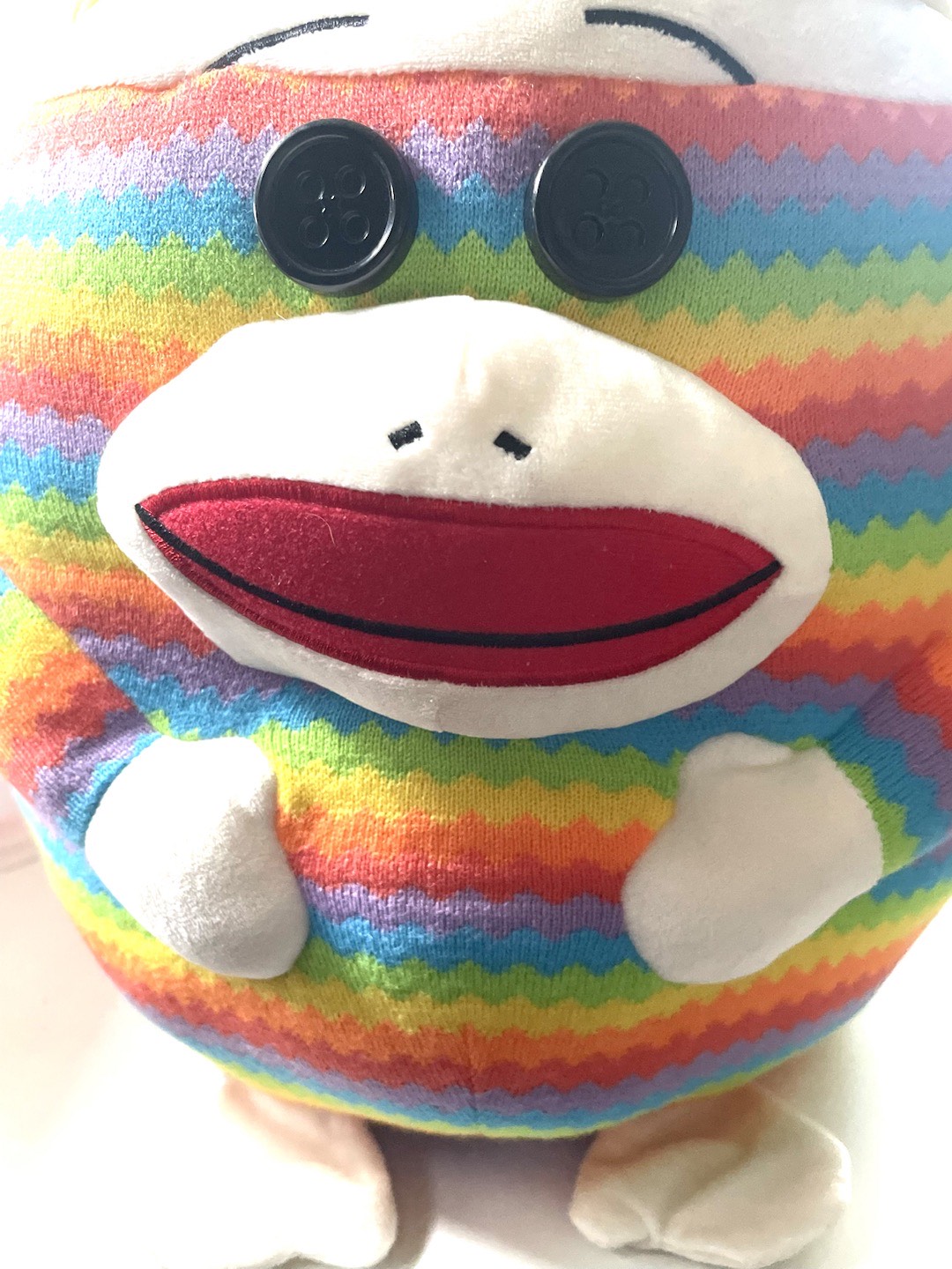 Beanie Ballz Ty Large Rainbow Sock Monkey Stuffed Animal Stuffie Plush