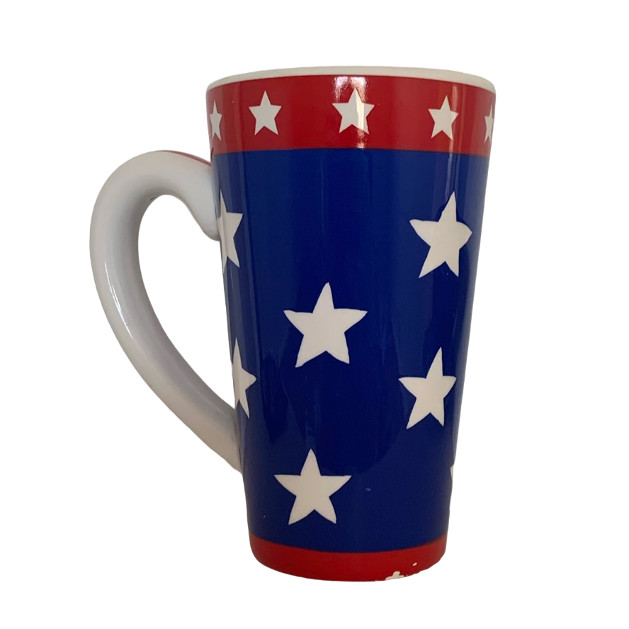 Cute Vintage Red White And Blue Stars ⭐️ 16 Ounce Conical Latte Coffee ...