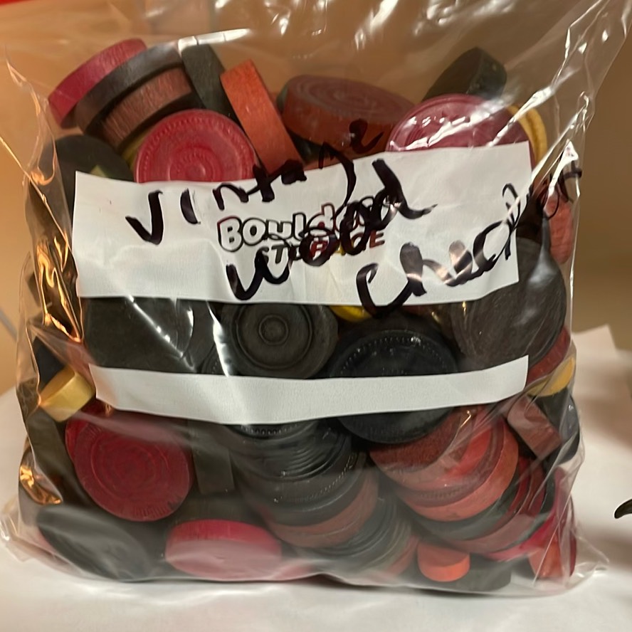 Vintage Wood Checkers and Round Game Pieces 1lb