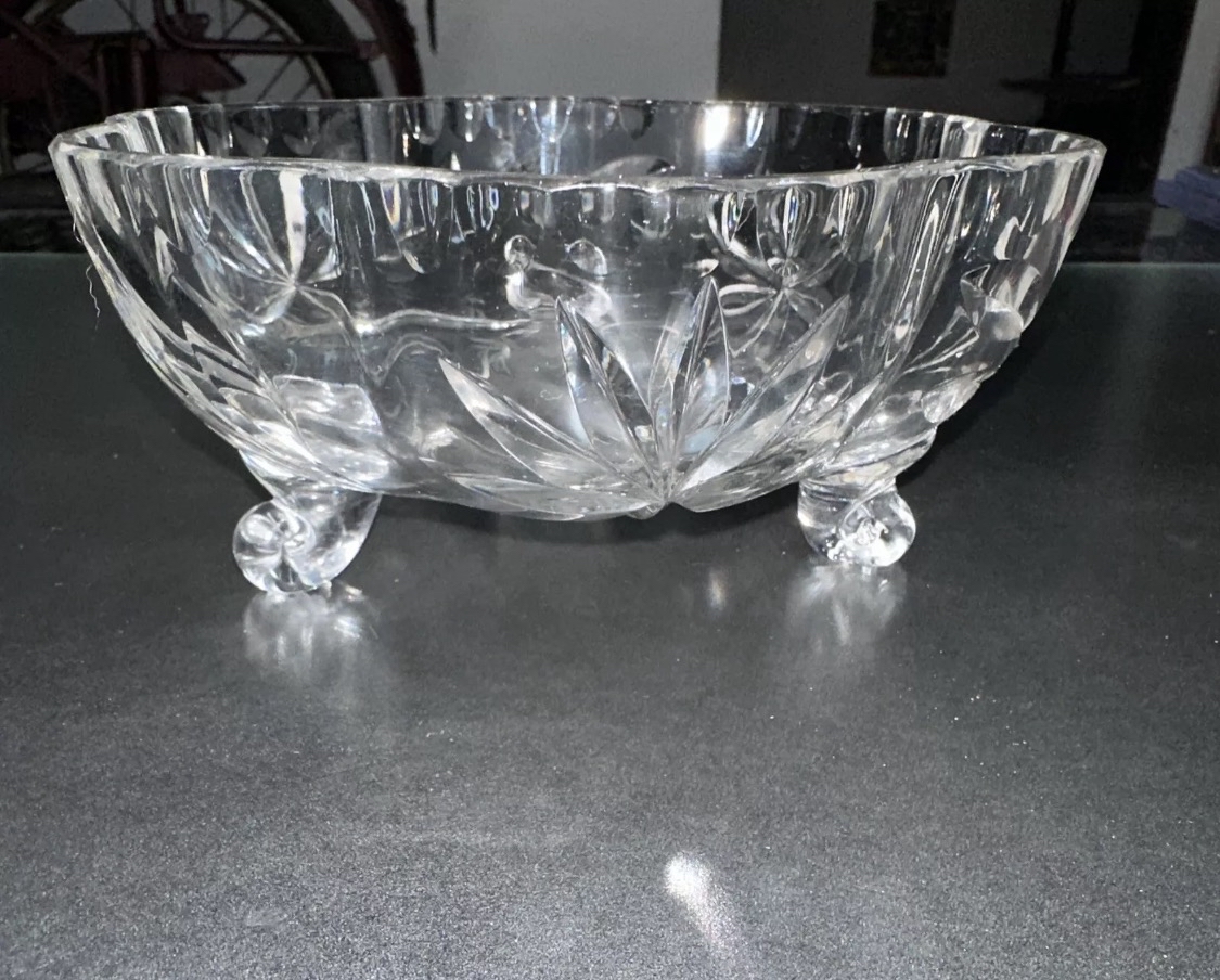 3 Footed Etched Candy Dish