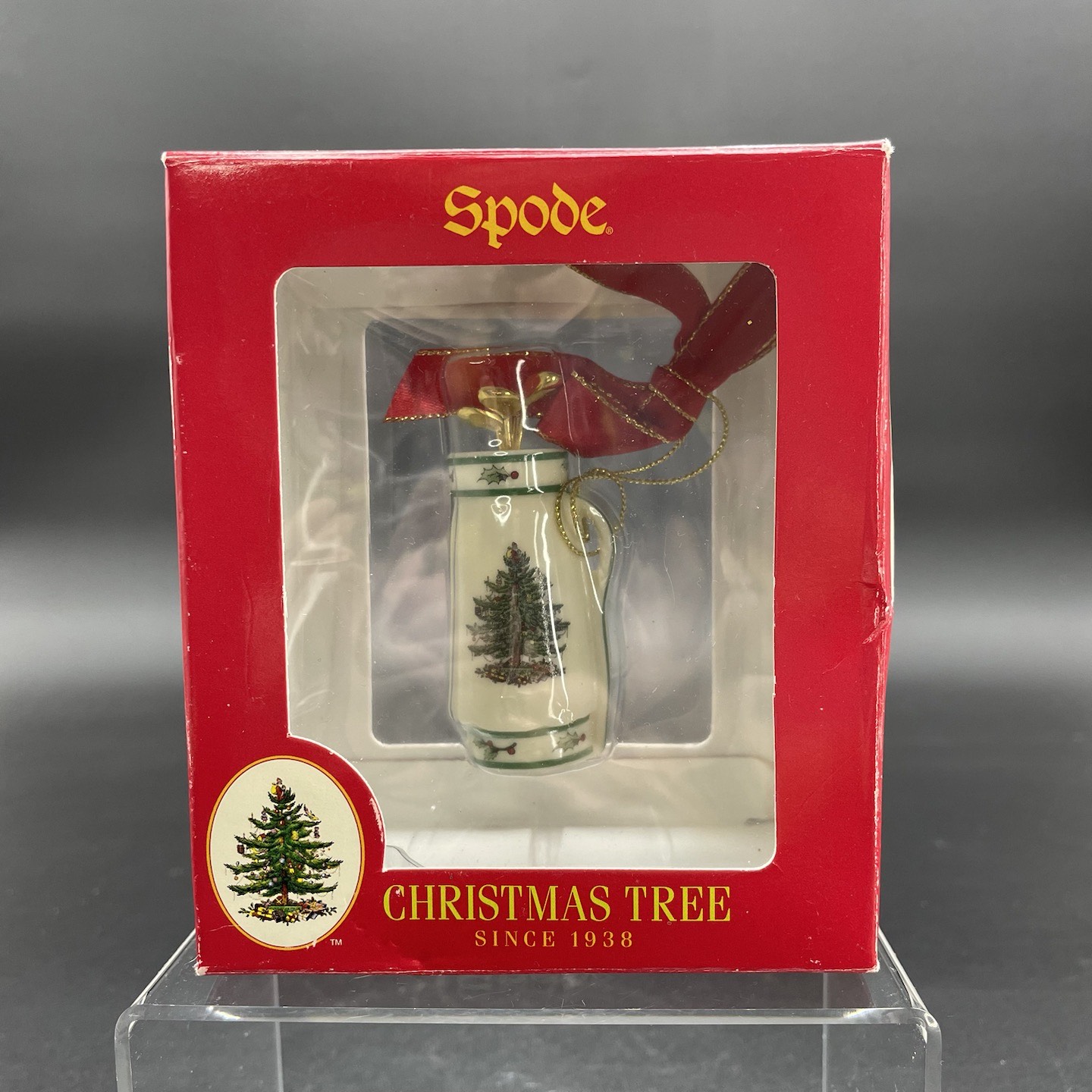New Old Stock Spode Golf Bag Hanging Christmas Ornament in Original Package