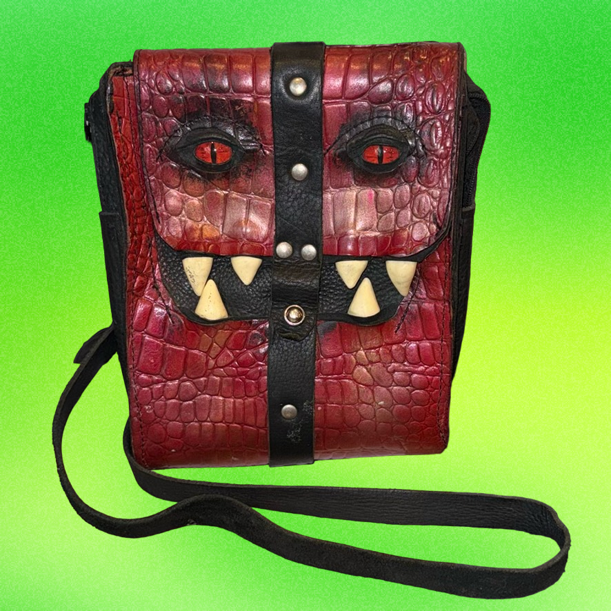 Red Leather Monster Purse with Fused Glass Eyes and Handmade Teeth by ...