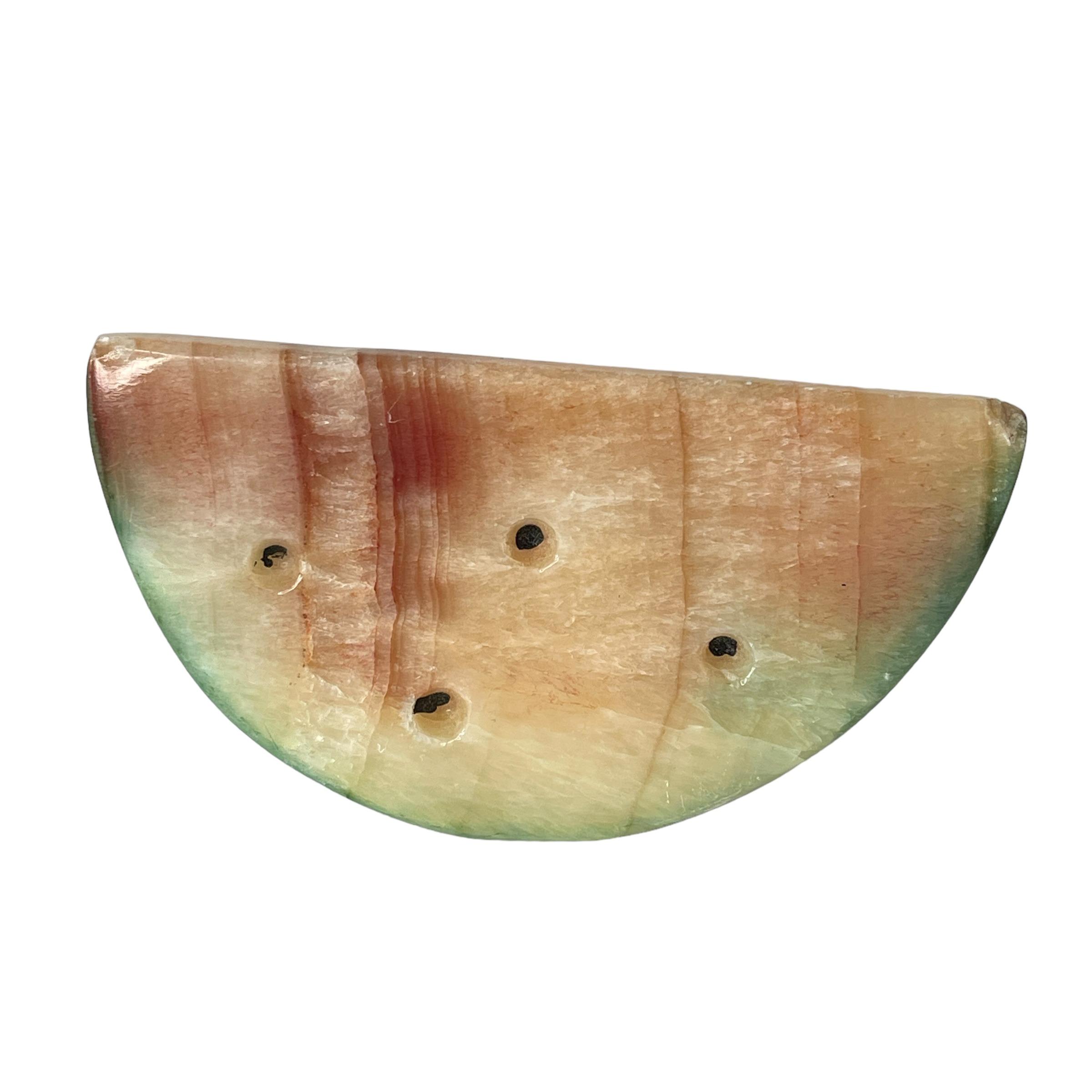 Vintage Alabaster Stone Watermelon Slice with chip