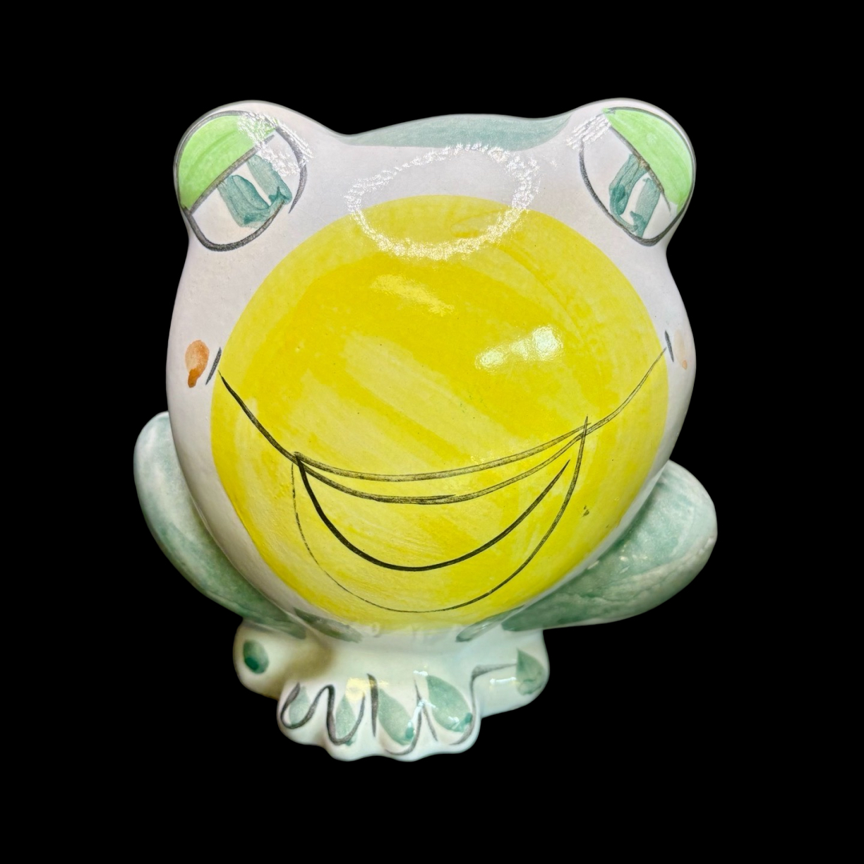 Smiling Happy Frog Coin Piggy Bank Italian 6”