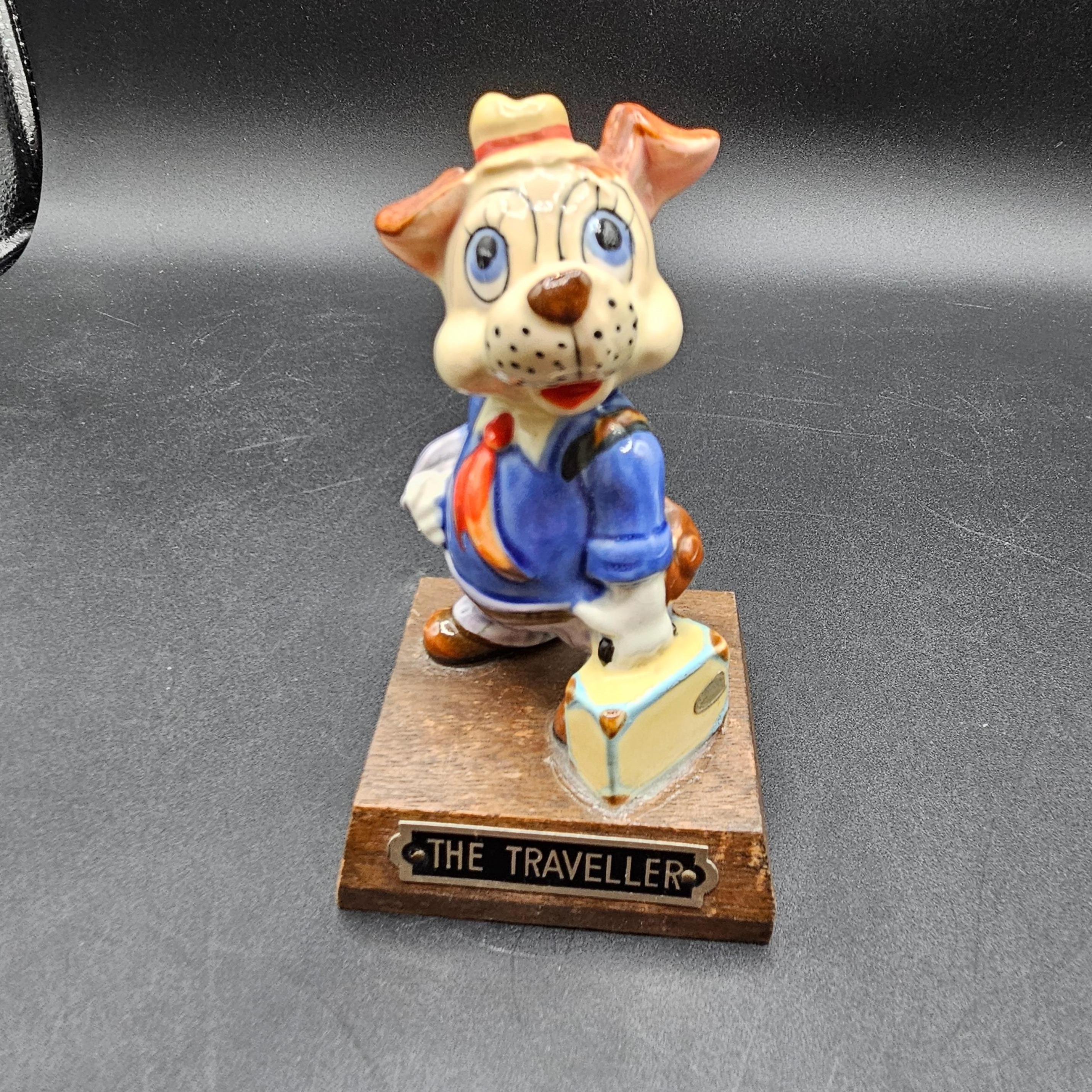 The Traveller Ceramic Dog as Travelling Salesman Figural on Wooden ...
