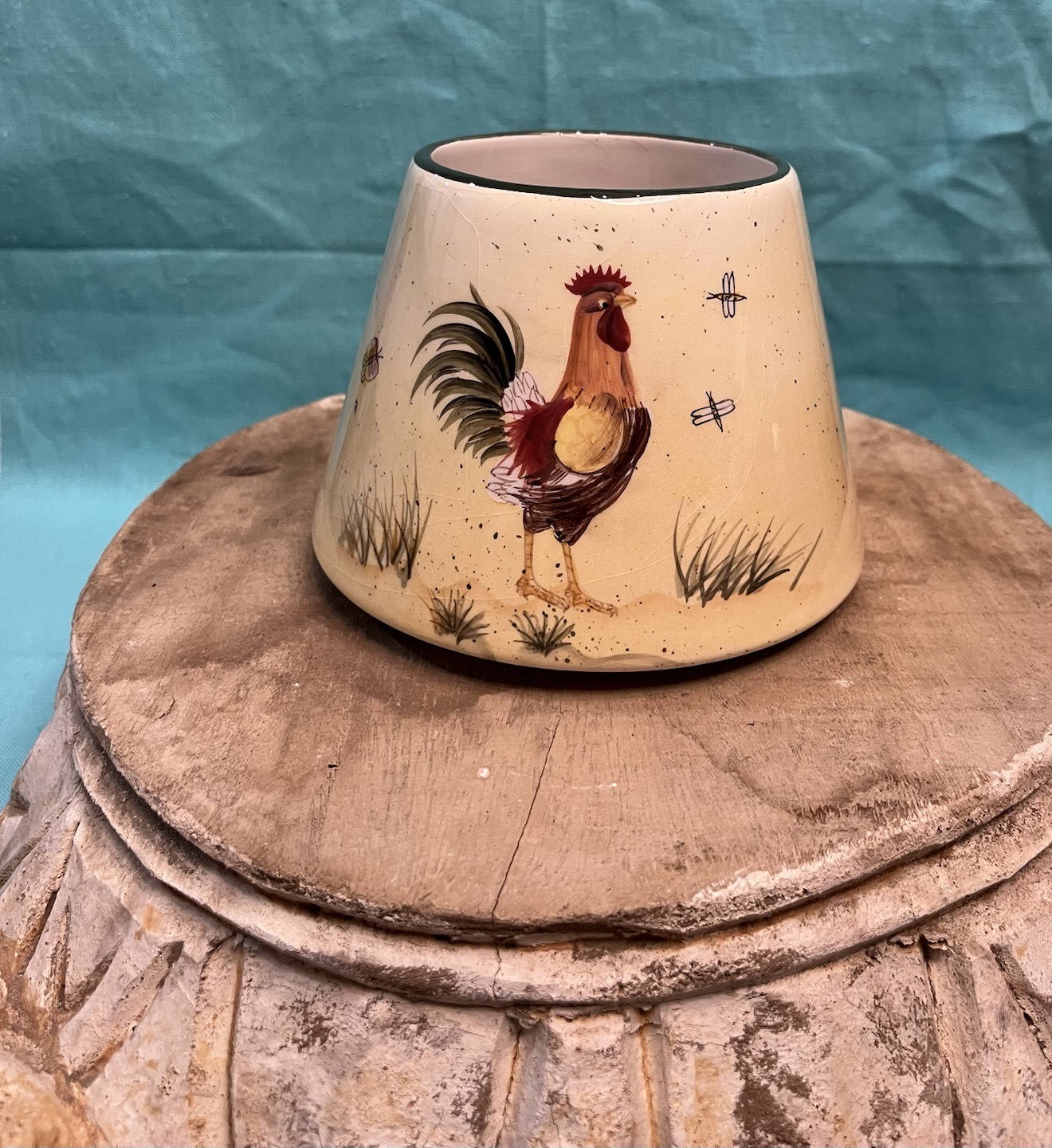 #01 Home Interiors Ceramic Rooster Candle Jar Lamp Shade