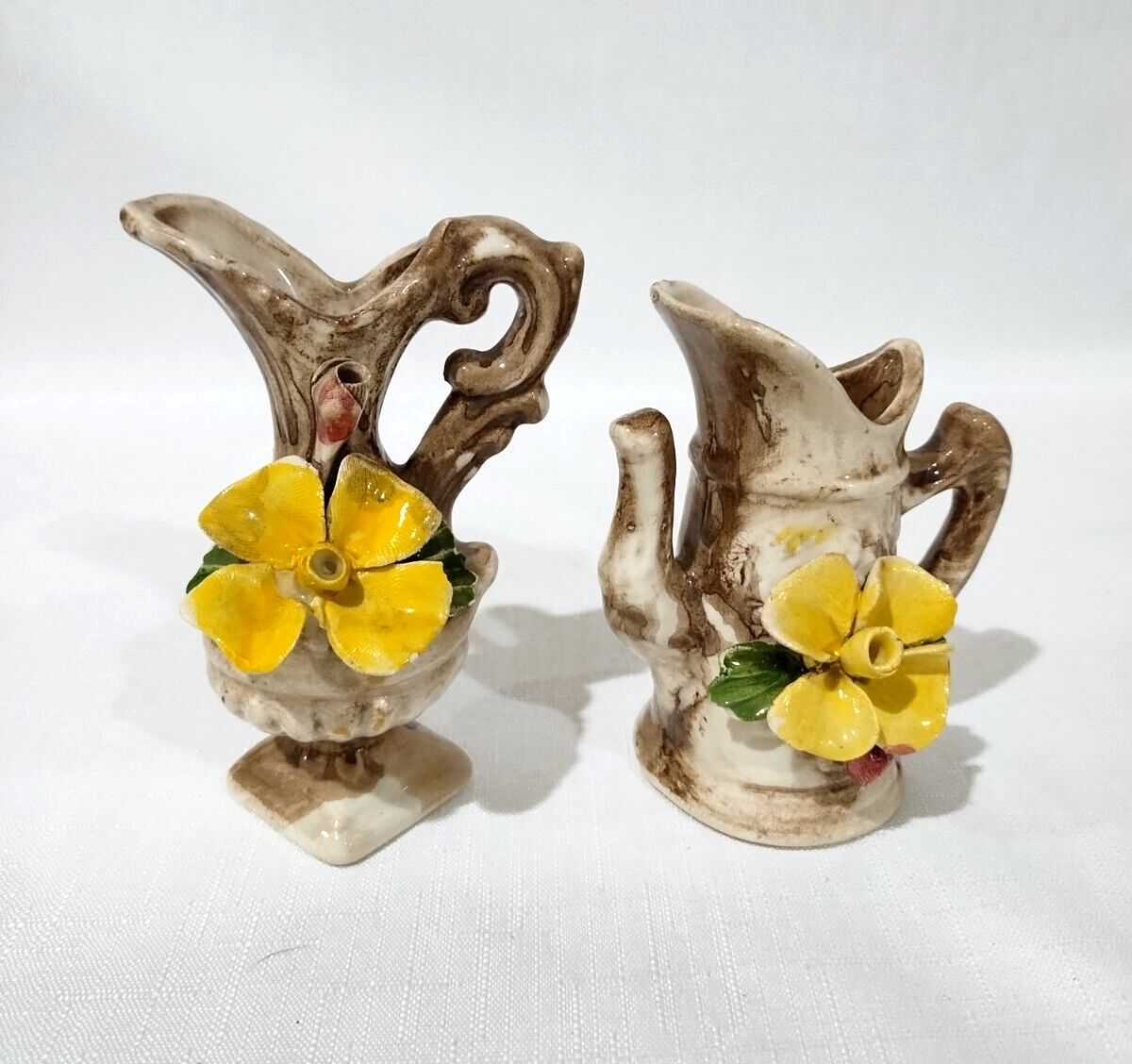 Nuova Capodimonte Small Pitcher and Jug w Yellow Roses Porcelain Made ...