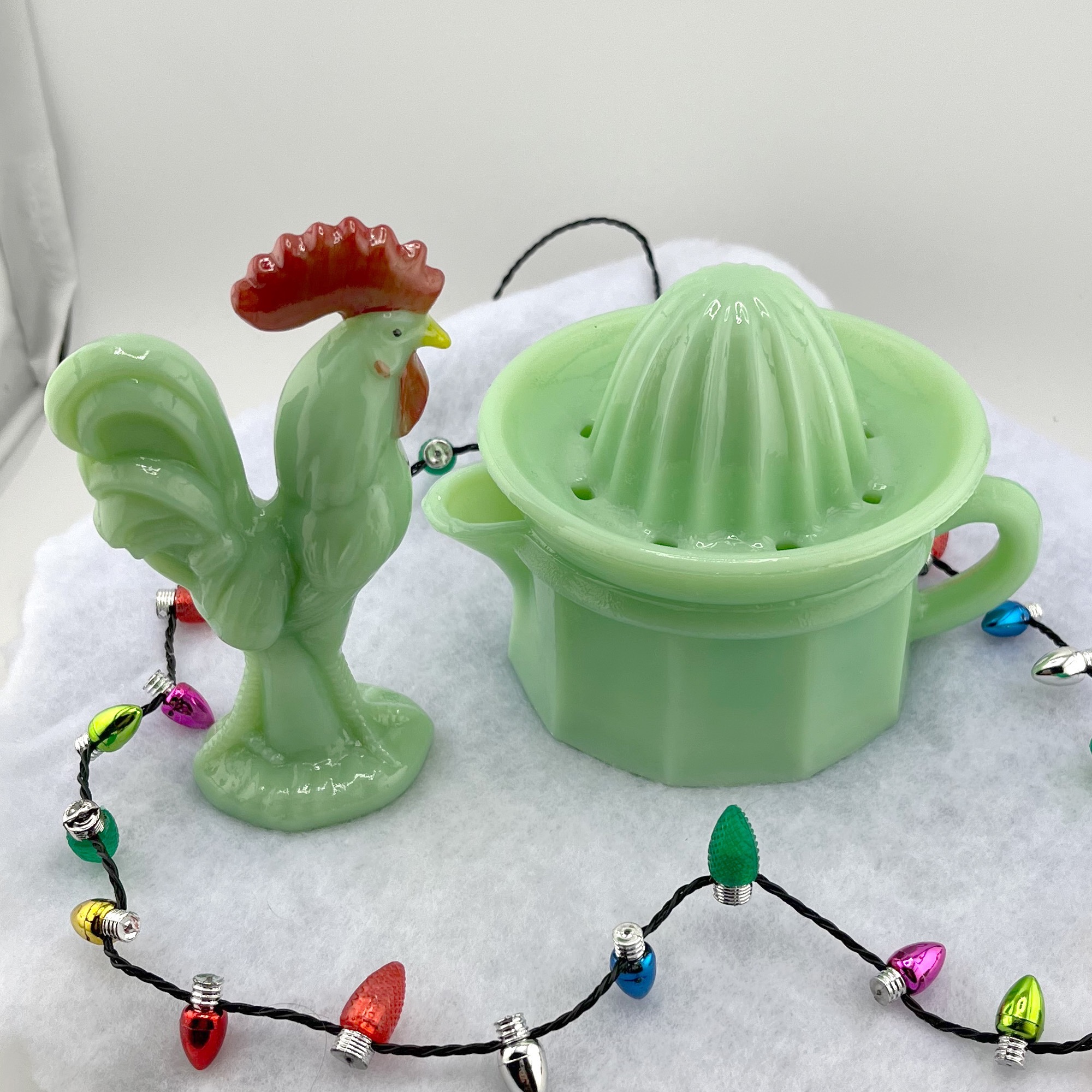 Jadeite Green Rooster & Juicer