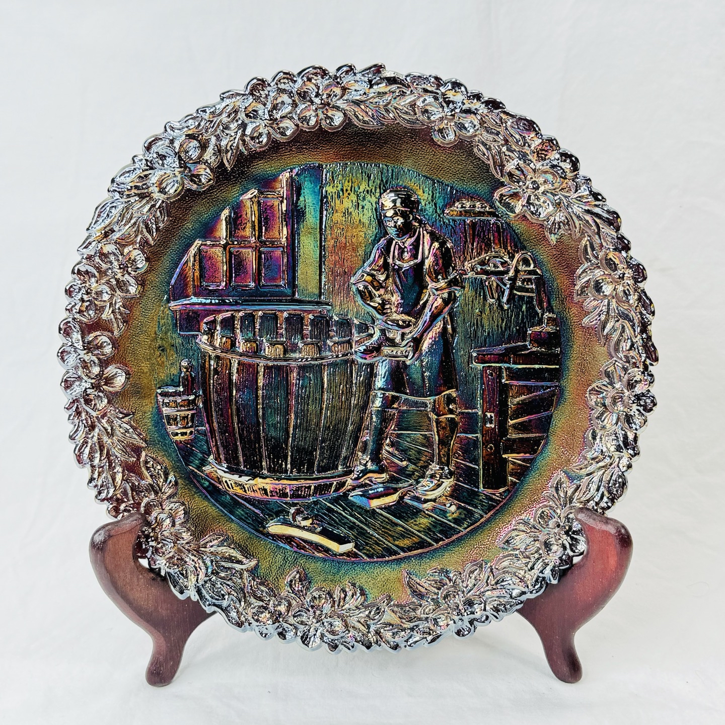 Fenton Carnival Glass “Cooper” Barrel Maker Collector Plate