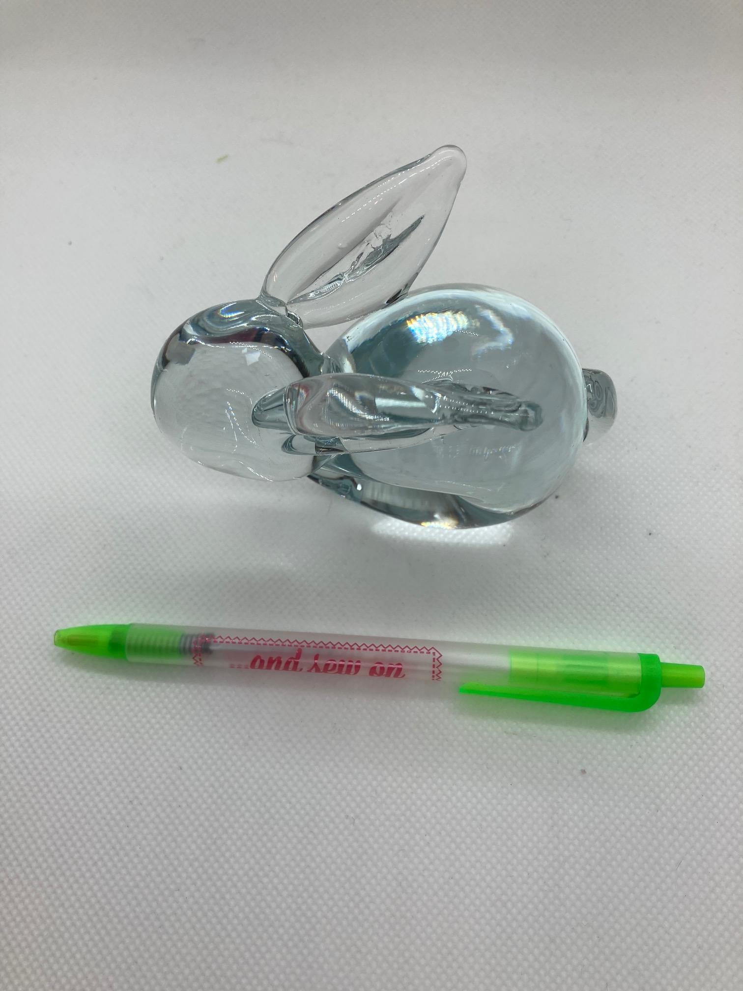 Clear small glass Bunny rabbit paperweight/figurine