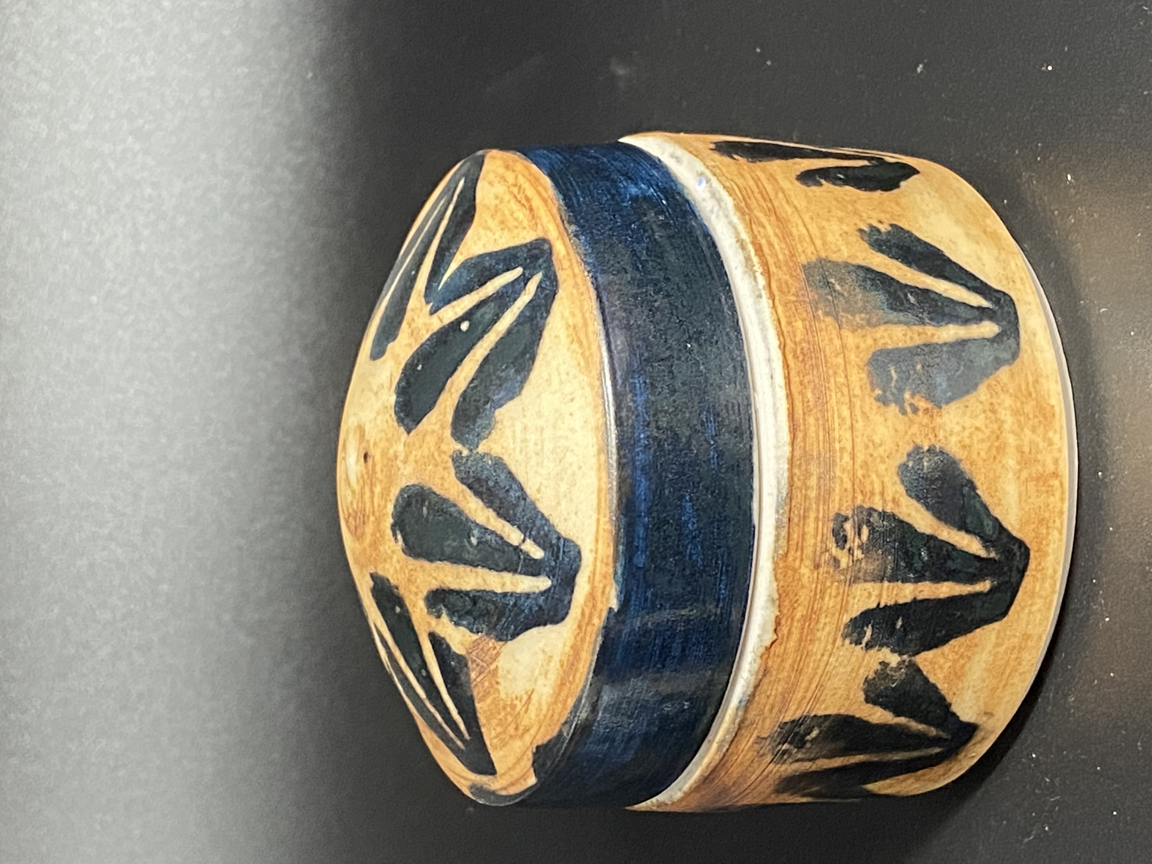 Handmade, Artist Signed Ceramic Jar &Lid w/ a Tribal Design Influence,3 ...