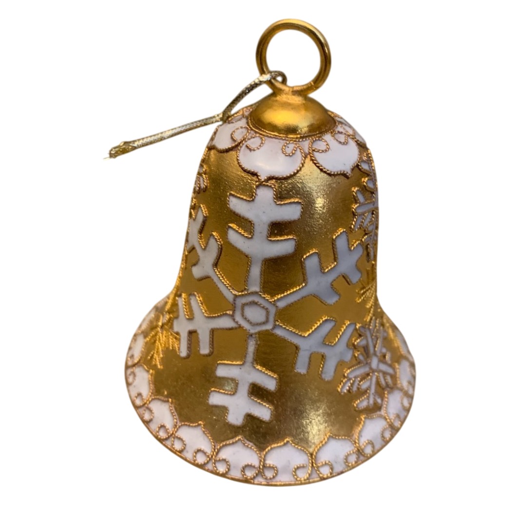 Cloisonné Snow Flake Bell 3 X 3 1/4 Inches