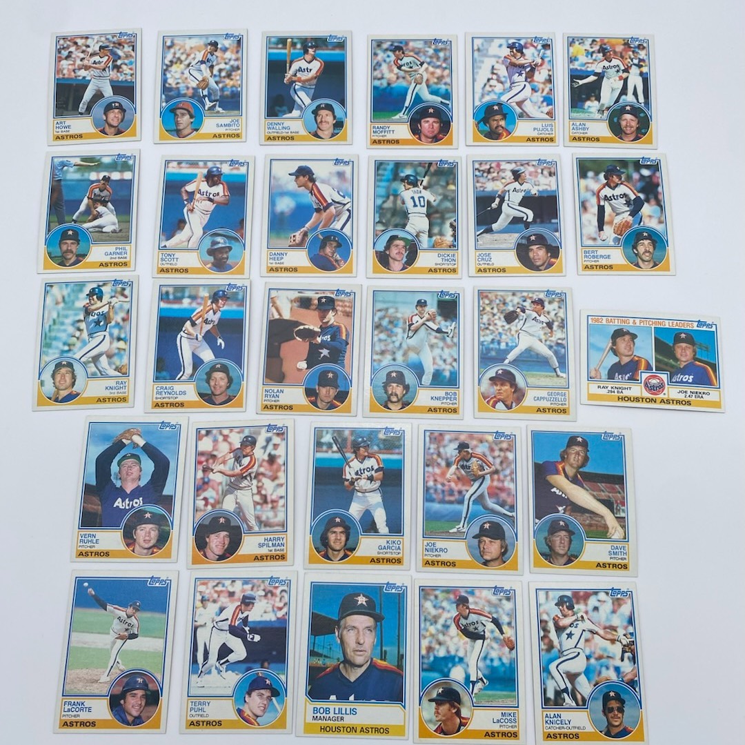 Topps 1983 MLB Houston Astros Complete 28 Trading Card Team Set