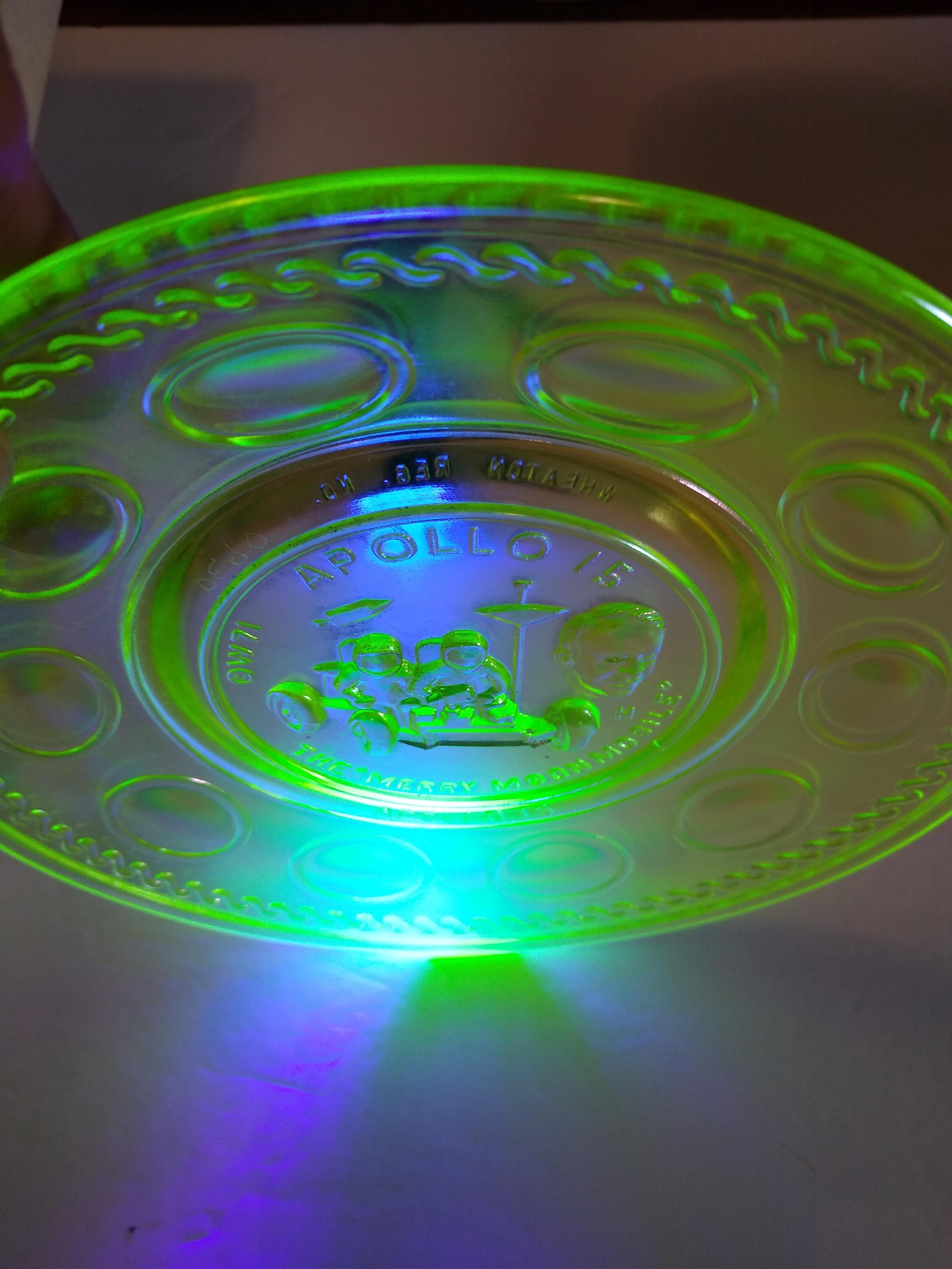 Uranium Carnival Glass Apollo 15 Space Astronaut Moon Plate Wheaton ...