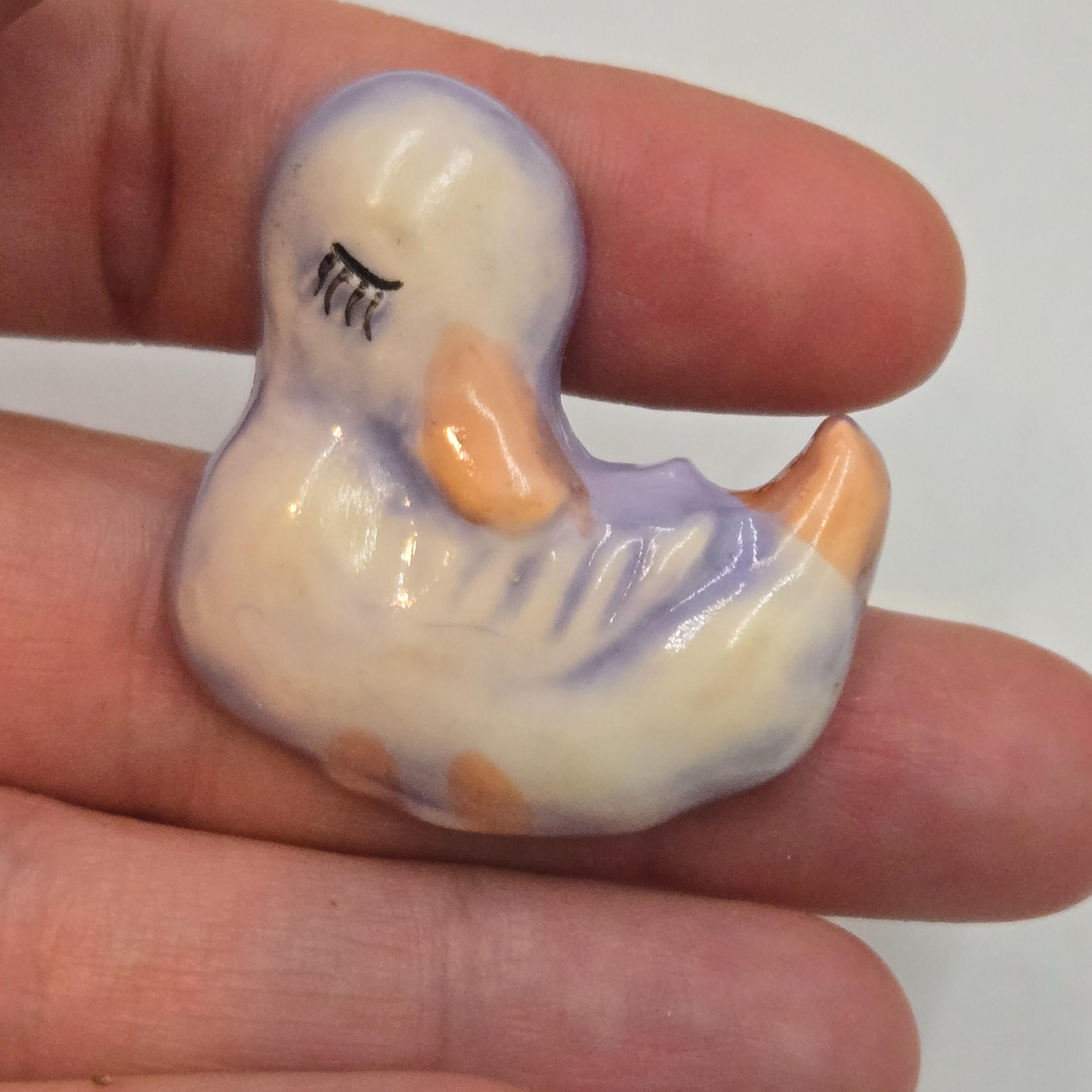 Vintage 1940’s Blue Winking Sleeping Duck Brooch Pin Kids Retro Spring