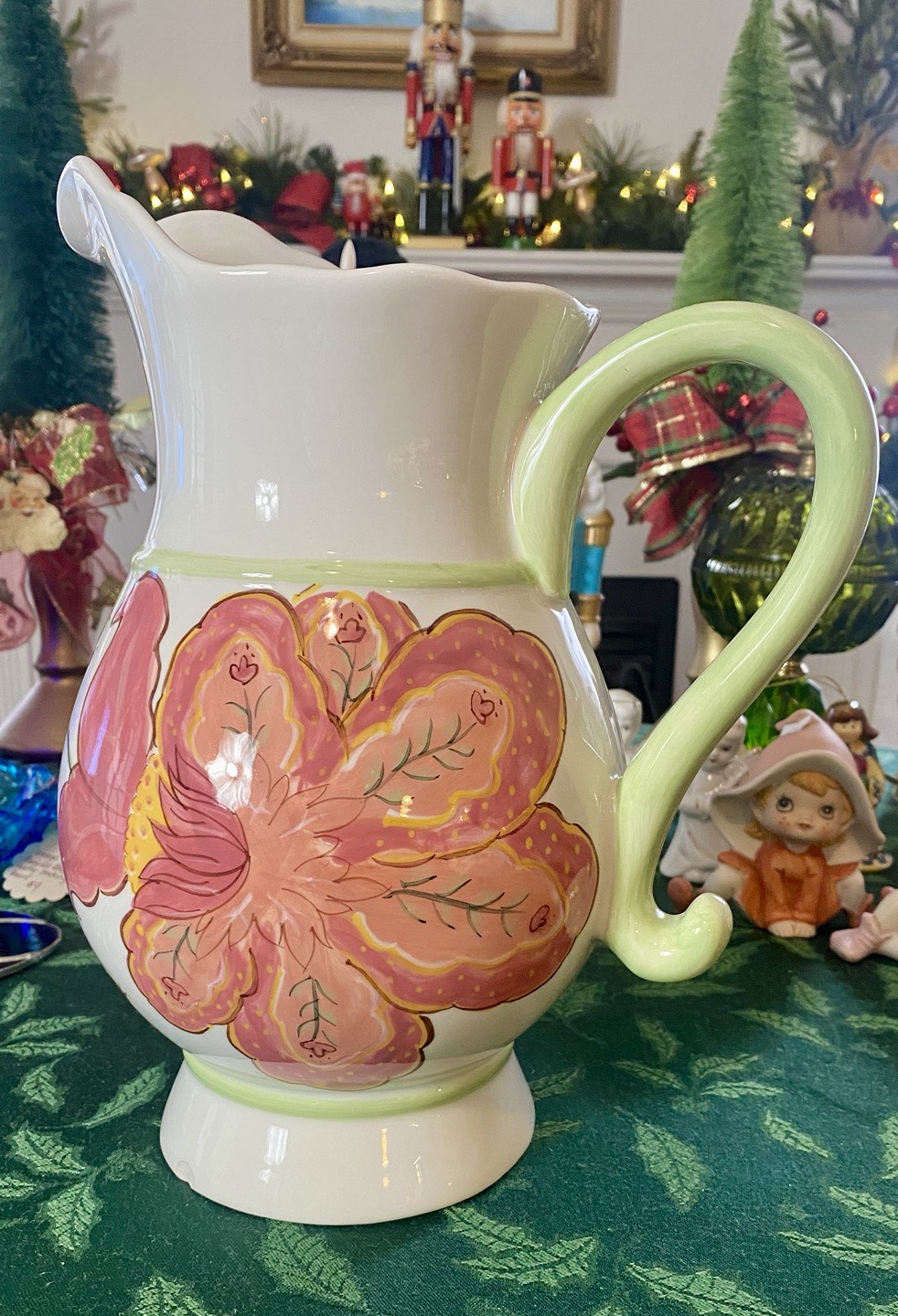 515. Gypsy Floral Ceramic Pitcher By Jay 11” H