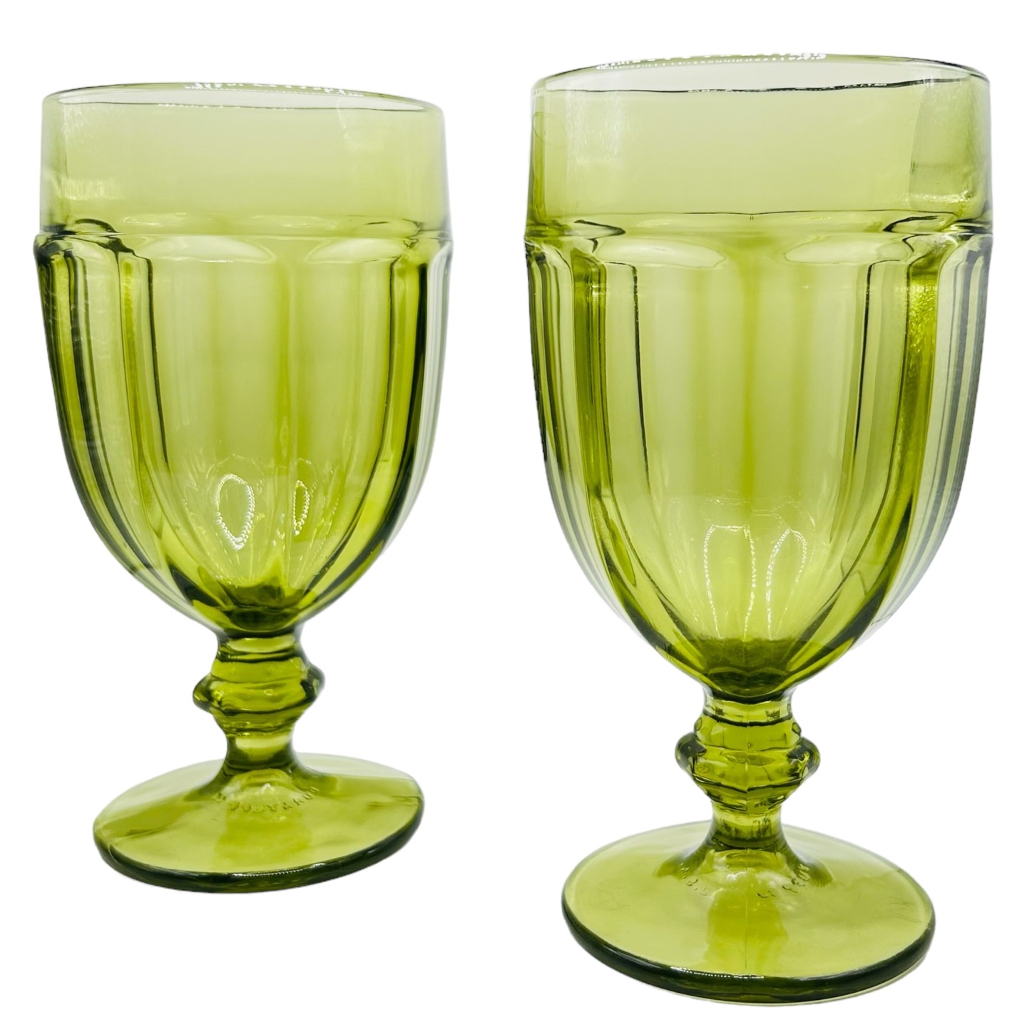 Libbey Duratuff Olive Green Gibraltar Water Goblets - Set Of 2