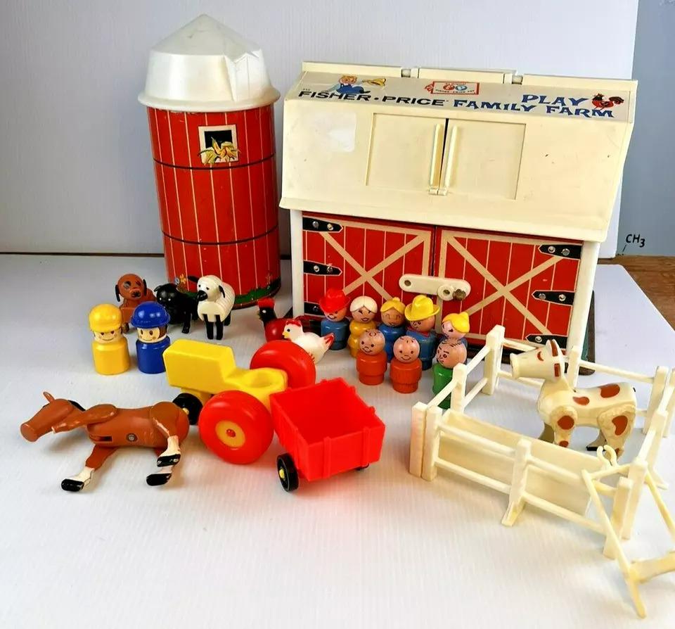 Vintage Fisher Price Little People Play Family Farm Complete Barn #915 ...
