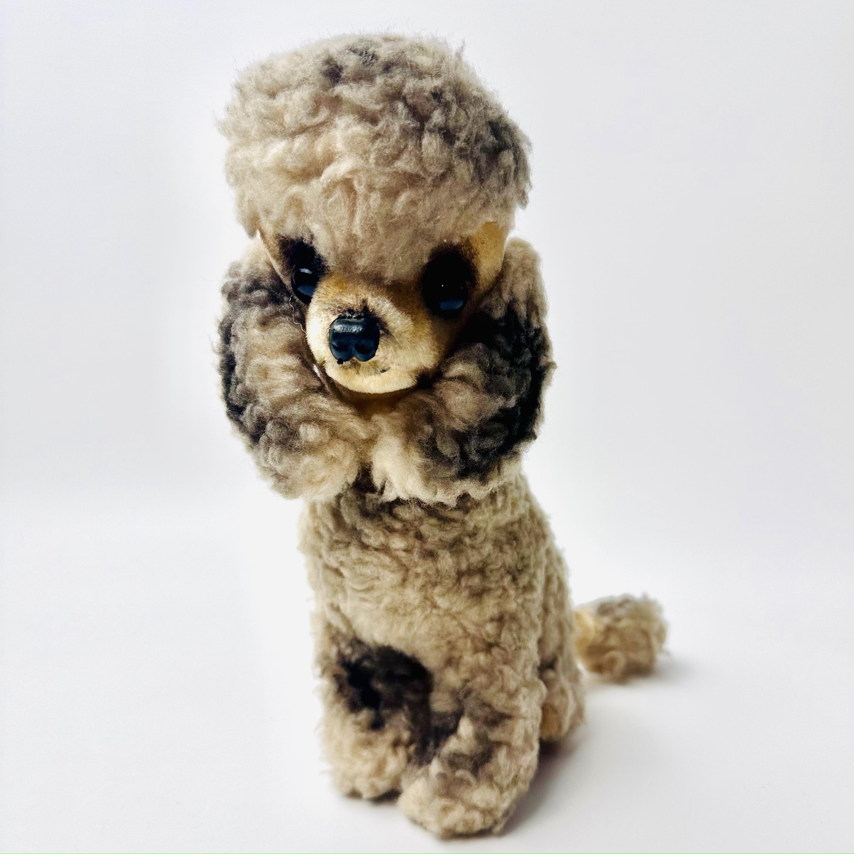 Vintage Kamar Plush Poodle Dog Cream and Gray Stuffed Animal 9" Tall