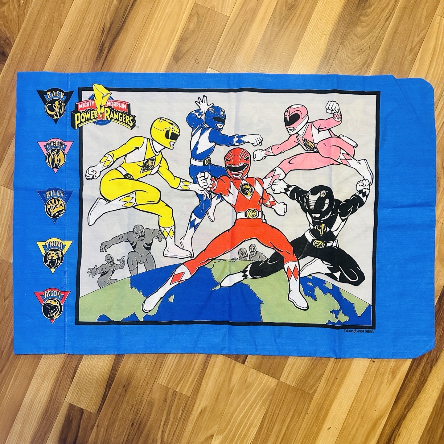 Vintage 1994 Power Rangers Pillowcase