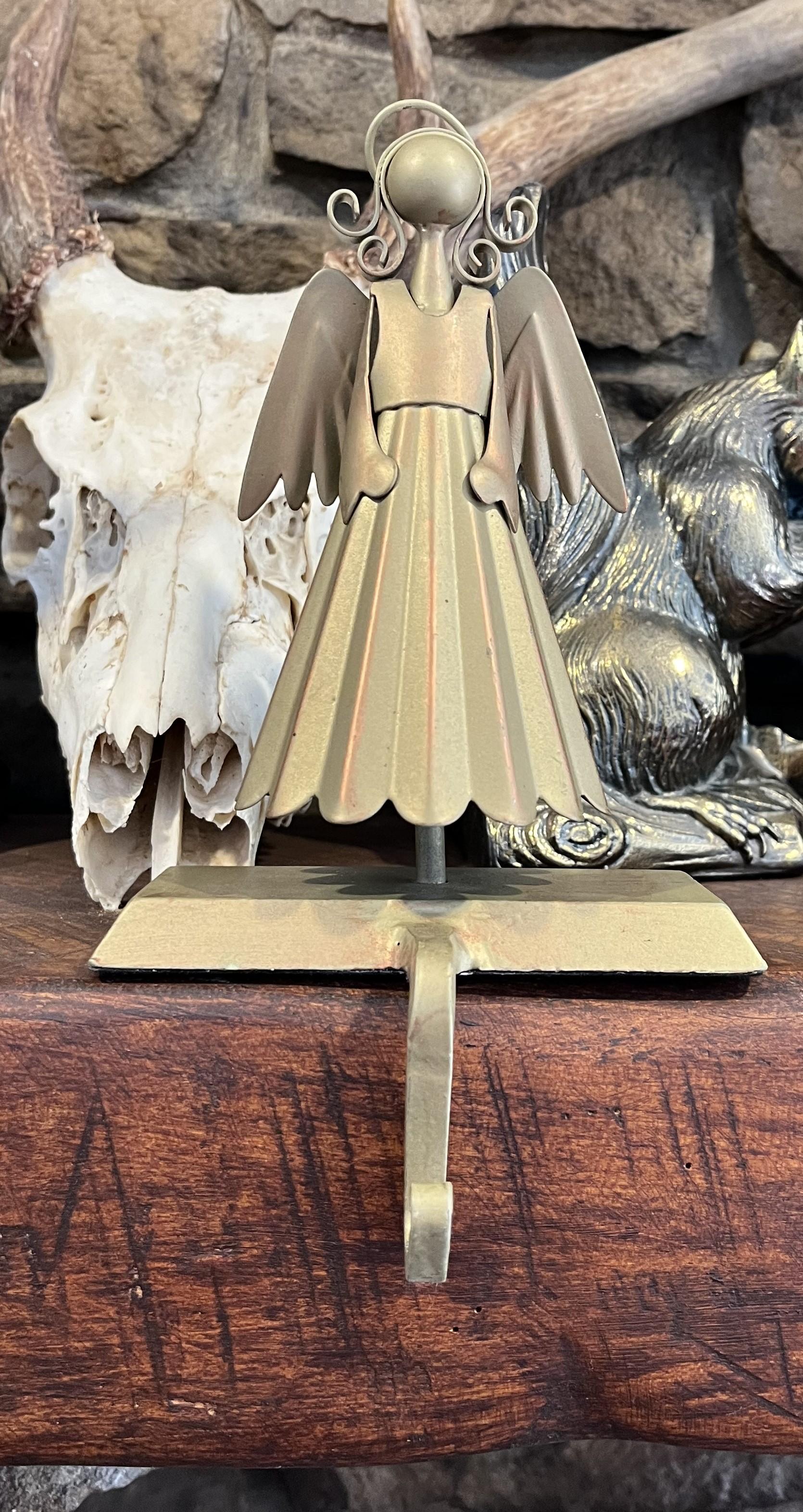 Vintage Brass Toned Angel Stocking Holder