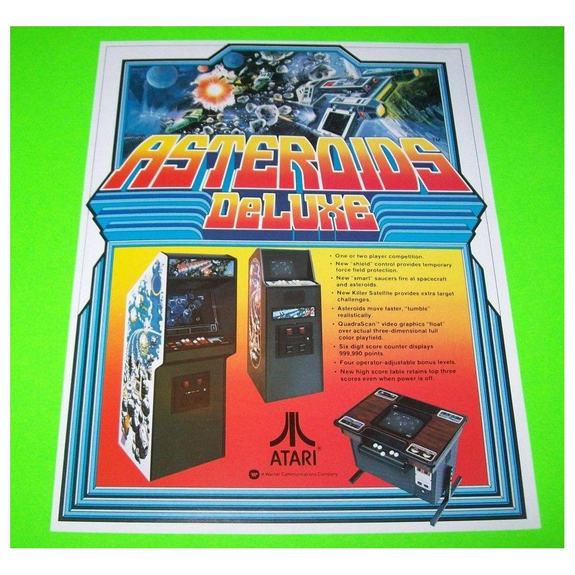 Atari Asteroids Deluxe Arcade Flyer Original 1981 NOS Video Game Art 8. ...