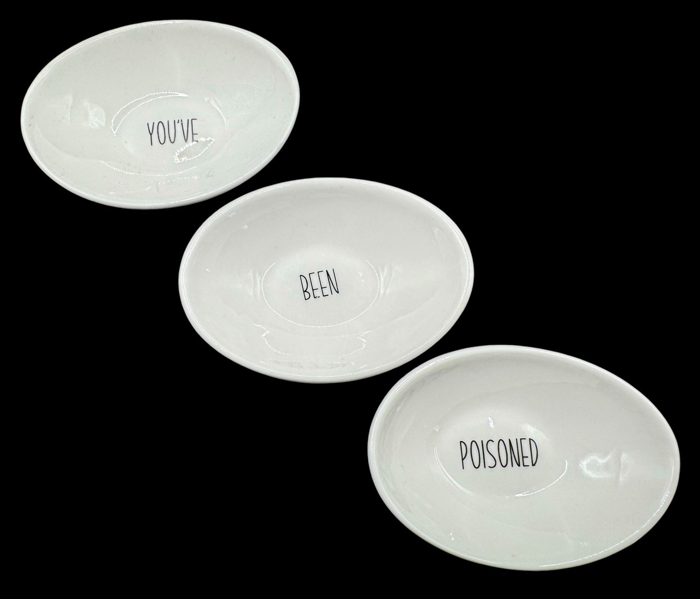 Set of 3 Condiment Sauce Dish Bowl Ramekin You’ve Been Poisoned Funny ...