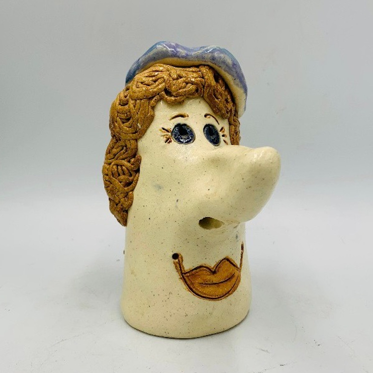 18. Funny Art Pottery head sculpture big nose