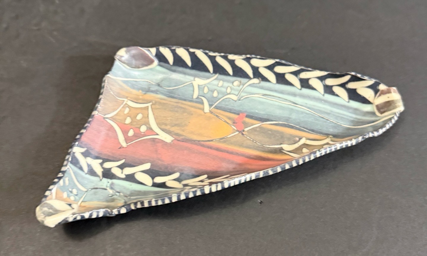 Handcrafted Batik Art Studio Pottery Asymmetrical Trinket Dish Artist ...