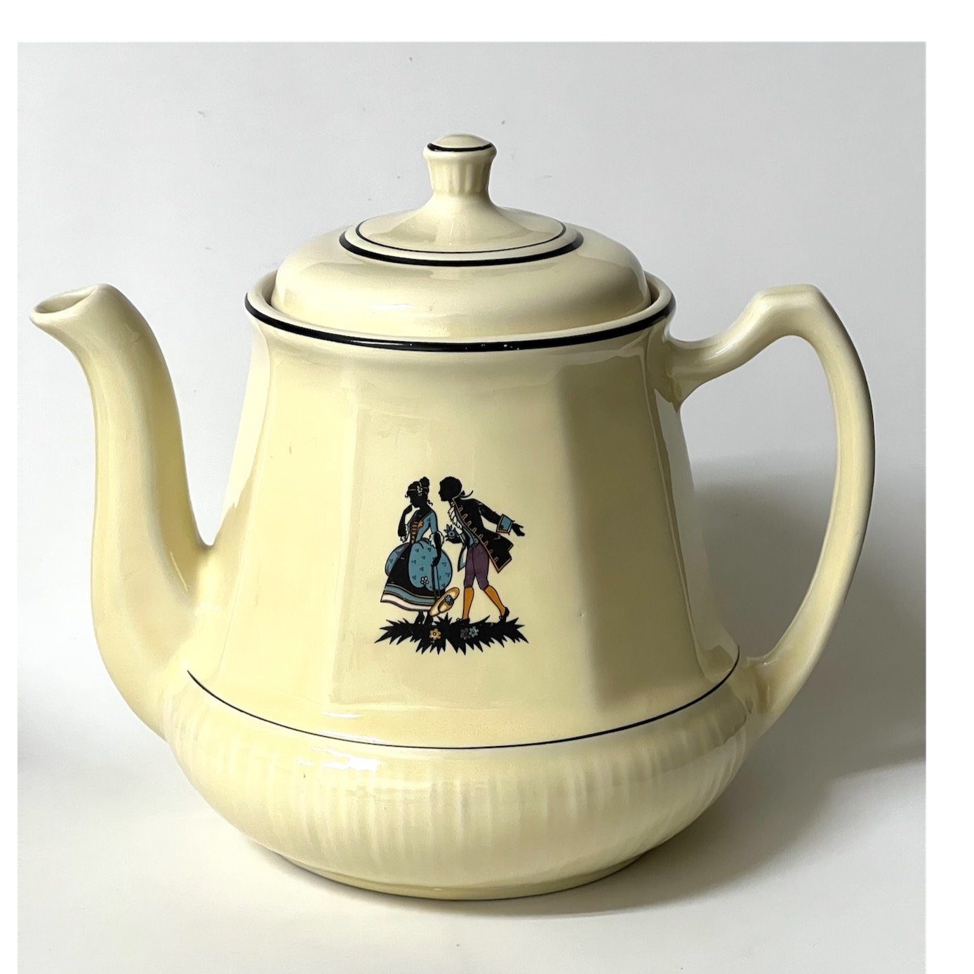 Porcelier Vitreous China Teapot Light Yellow Black Man & Woman ...
