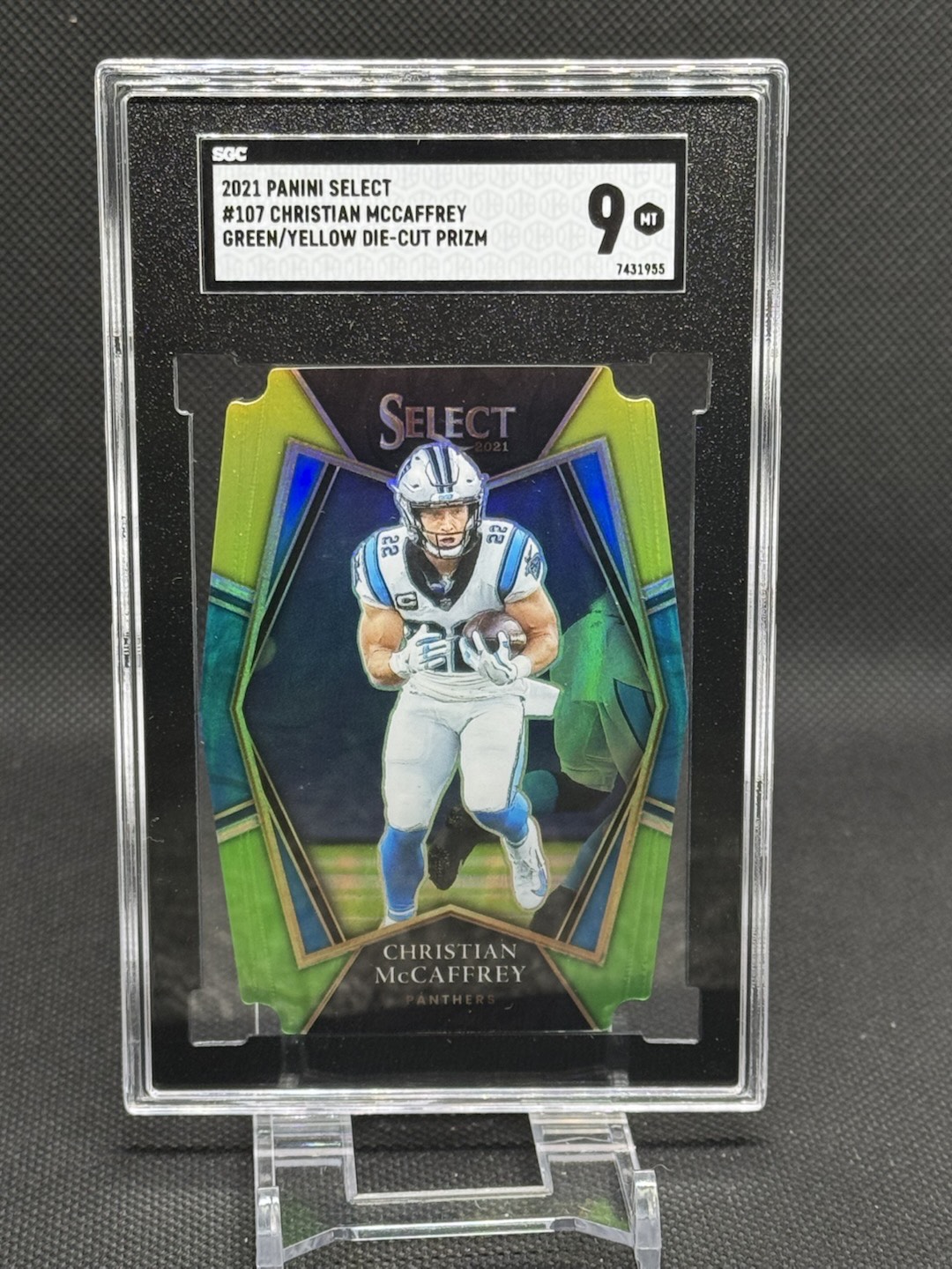 2021 Select Christian Mccaffrey Green/Yellow Die Cut SGC 9 Carolina ...