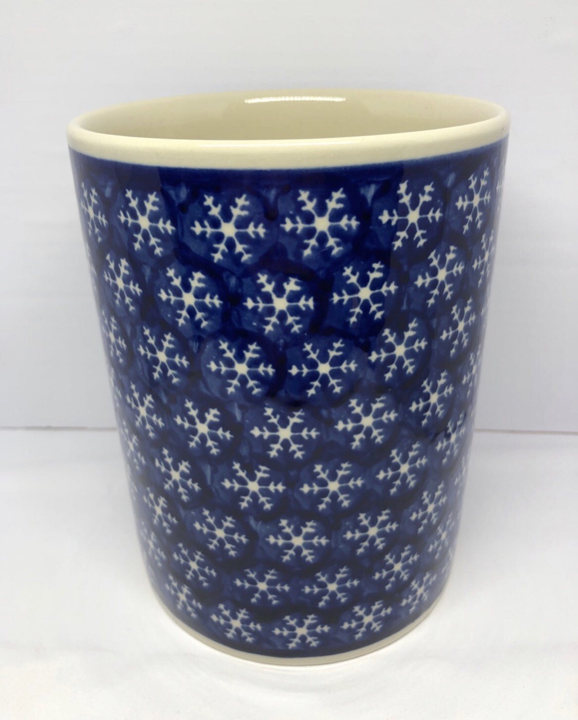 Boleslawiec Polish Pottery Snowflake Utensil Holder