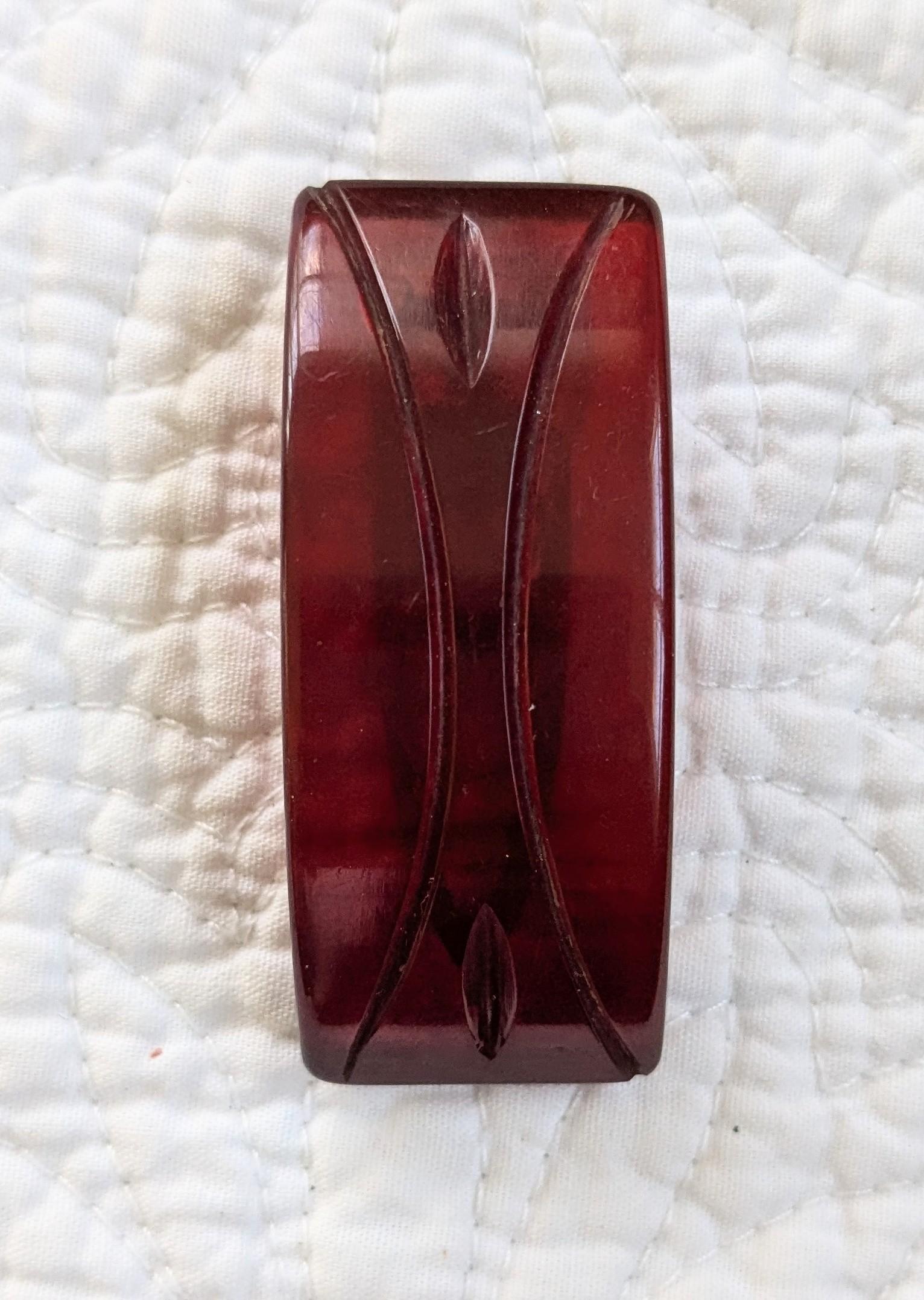 Antique Bakelite Art Deco Dress Clip in Cranberry