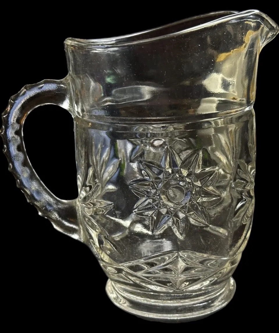 Vintage Anchor Hocking Prescut Clear 16 Ounce Glass Pint Pitcher