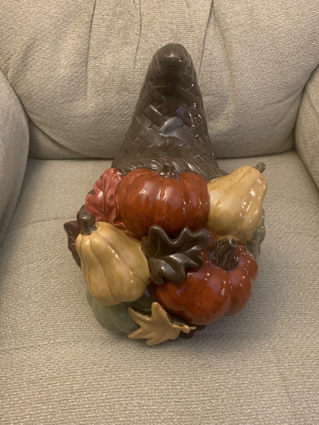 Chris Madden Ceramic Cornucopia Full Of Fruit