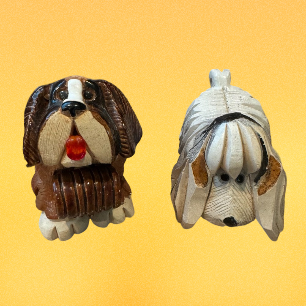 Retired Artesania Rinconada Cocker Spaniel and St Bernard Pottery Figurines