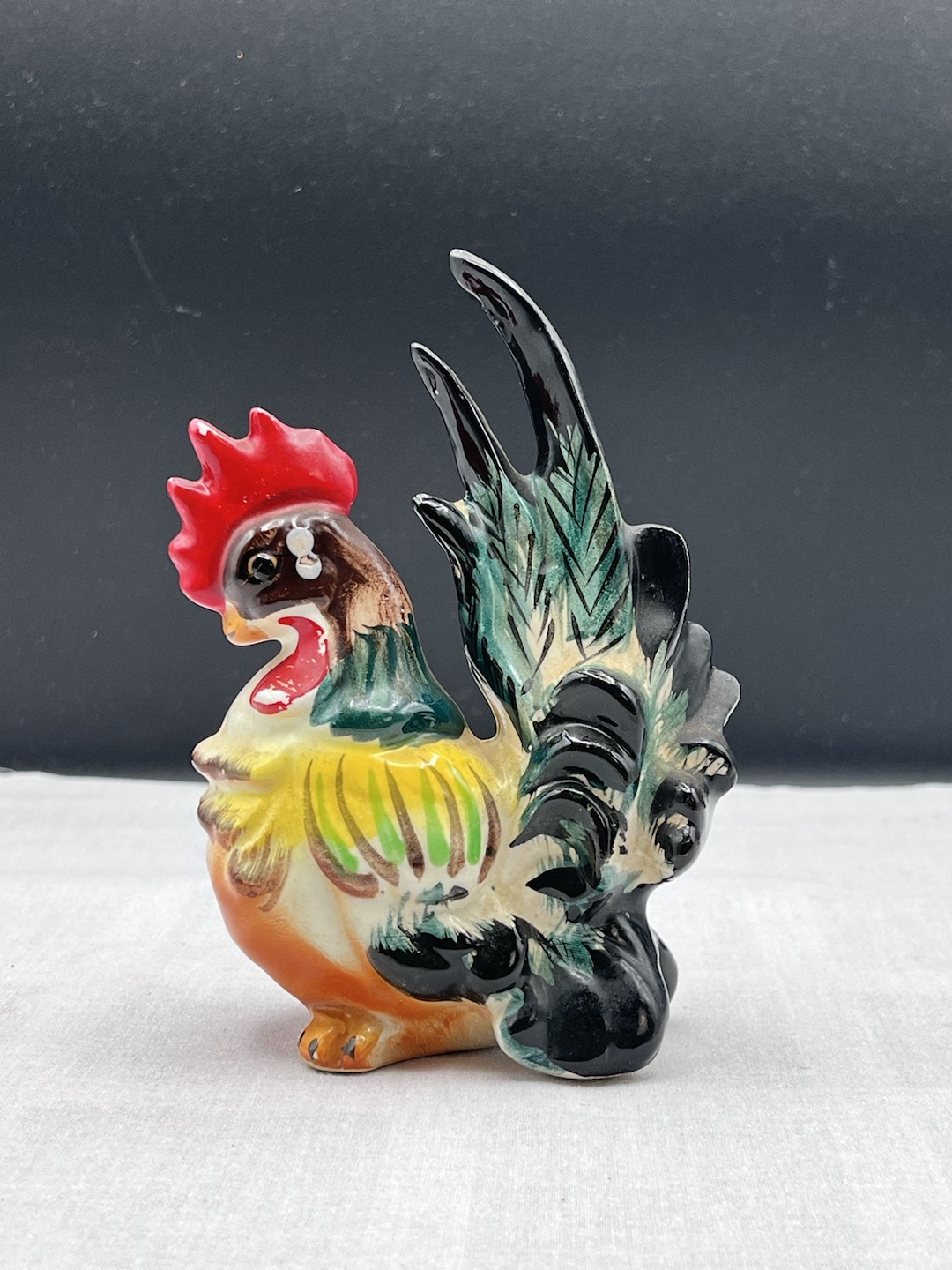 Beautiful Vintage Hand Painted Fancy Rooster Figurine #2