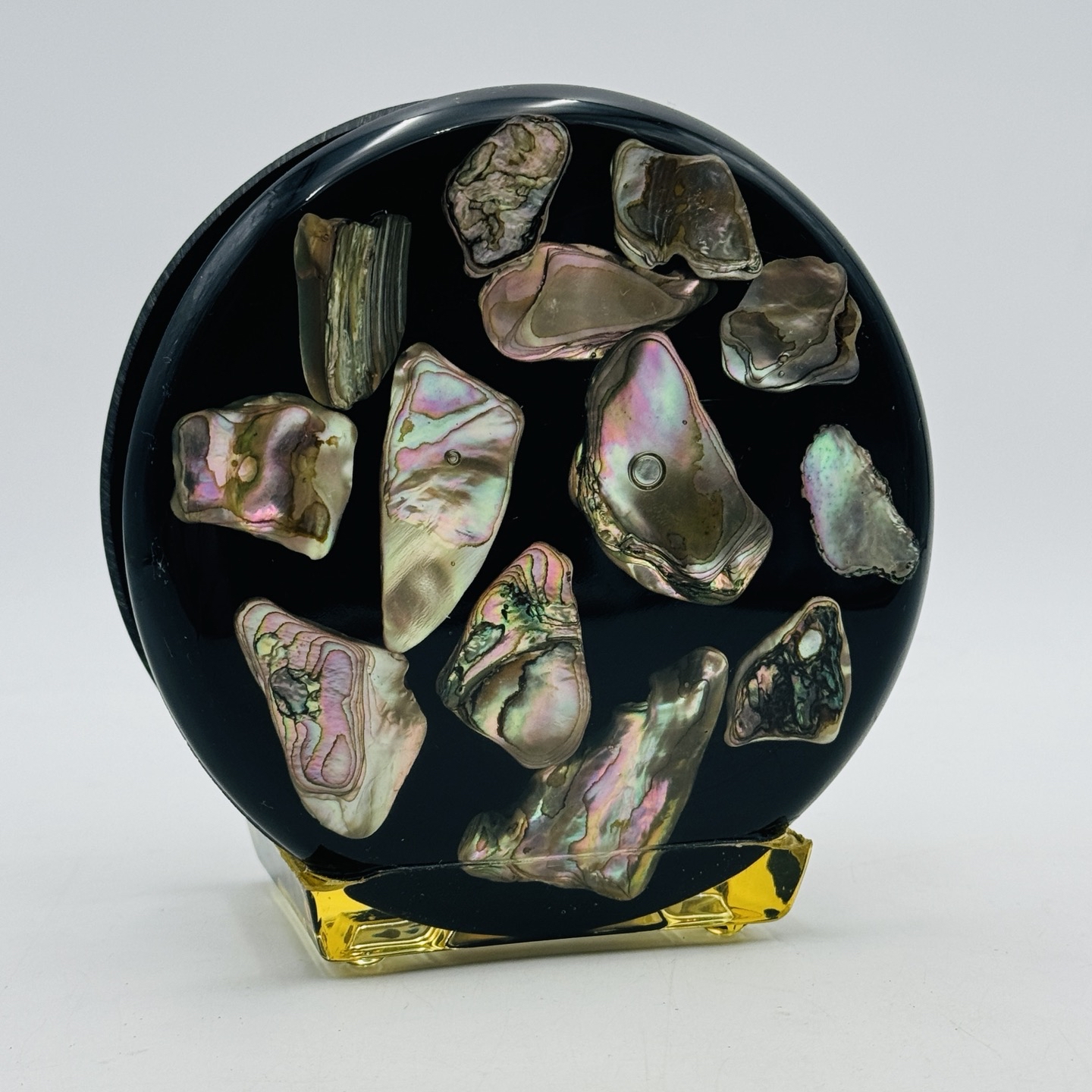 Lucite Acrylic Sea Shell Abalone Round Circular Napkin Holder 6 ...