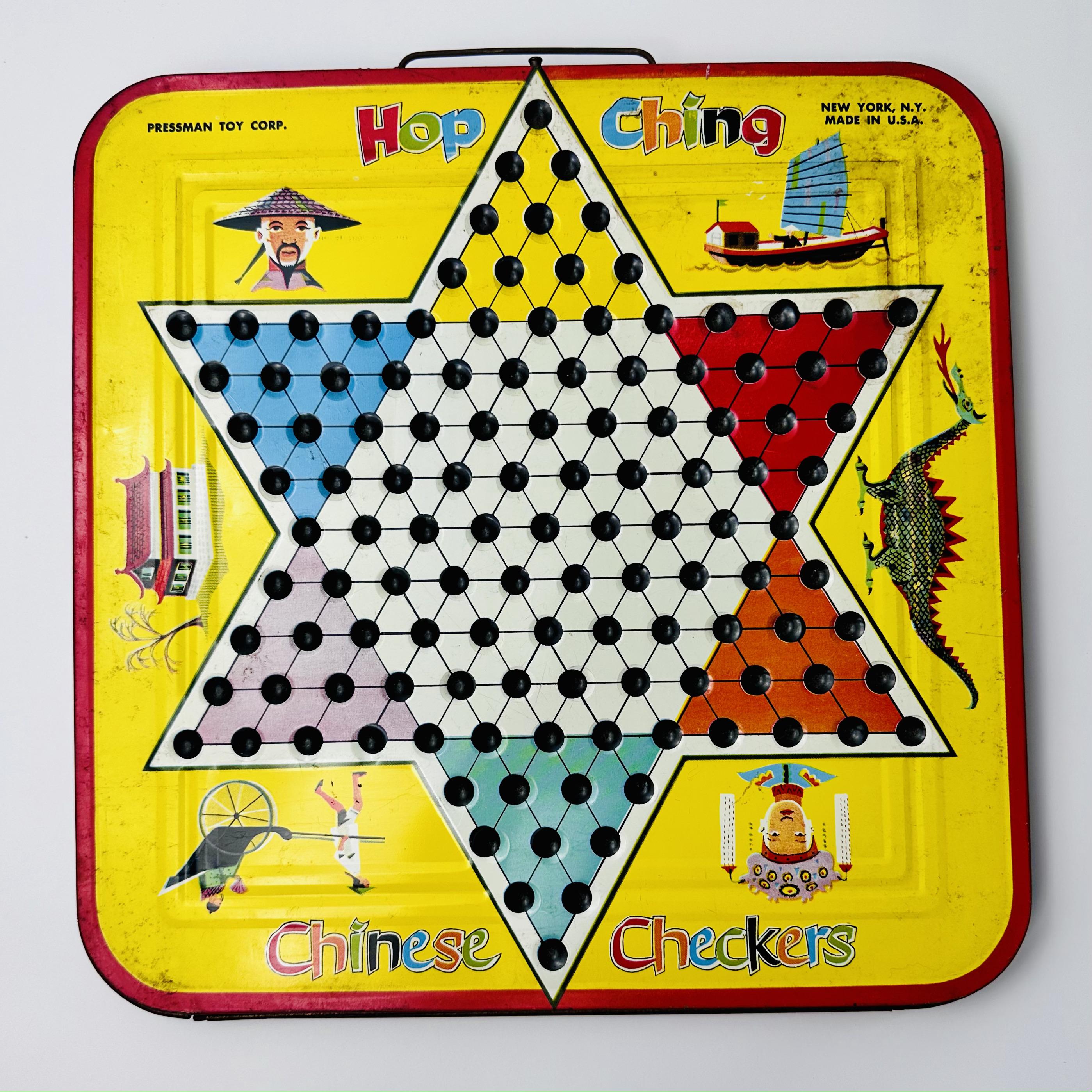 Vintage Pressman Toy Co Hop Ching Chinese Checkers Game Metal Board and ...