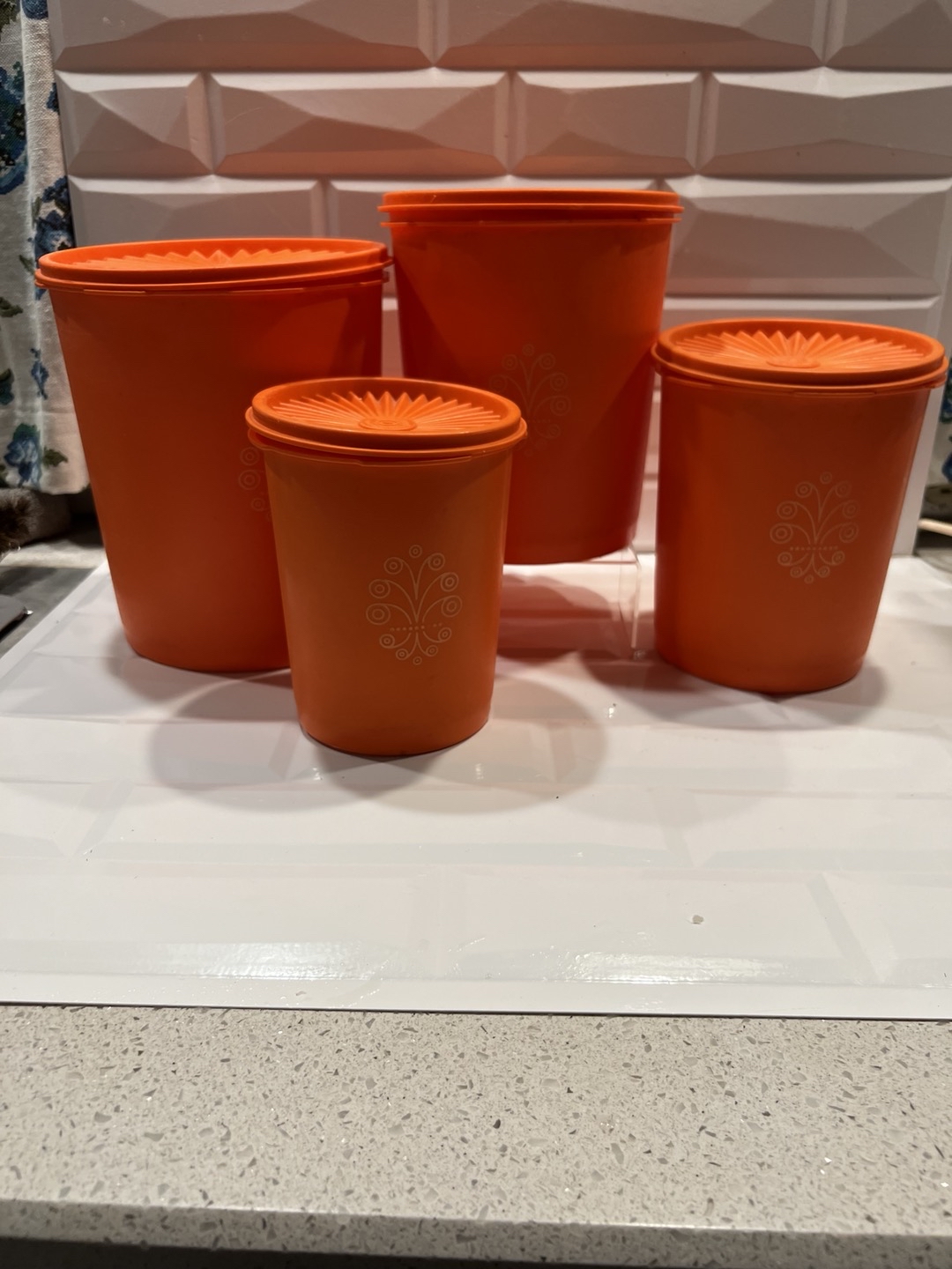 orange tupperware canister set