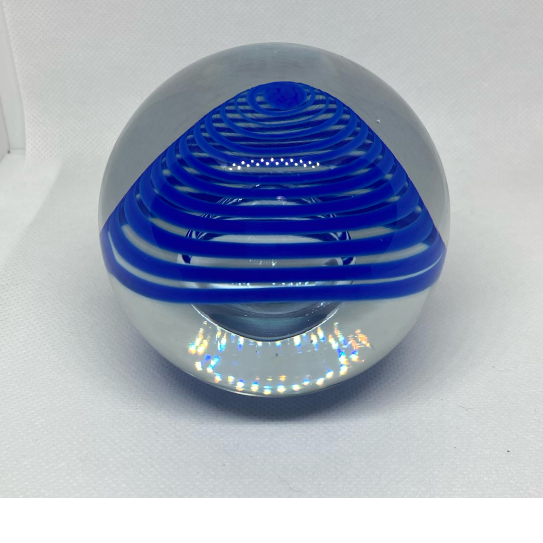 Clear With Blue Paperweight