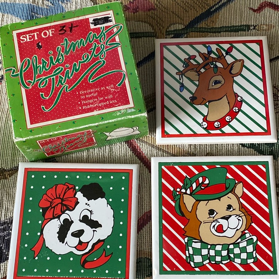 Set Of 3 Trivets - Original Box - One Has Chip On Back Corner - 80’s ...