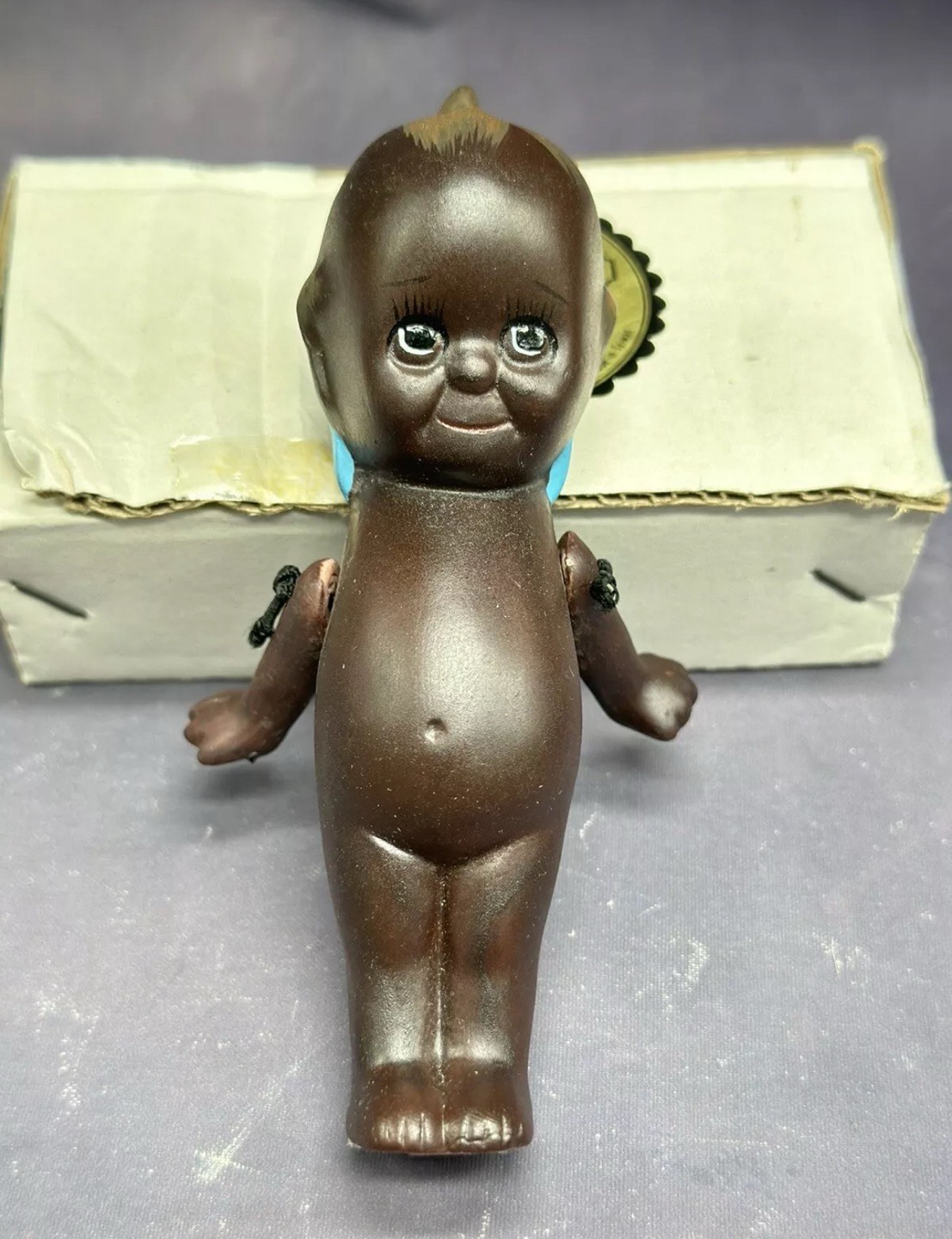 Vintage Angel Pudgie Kewpie Porcelain Doll African American In Original Box