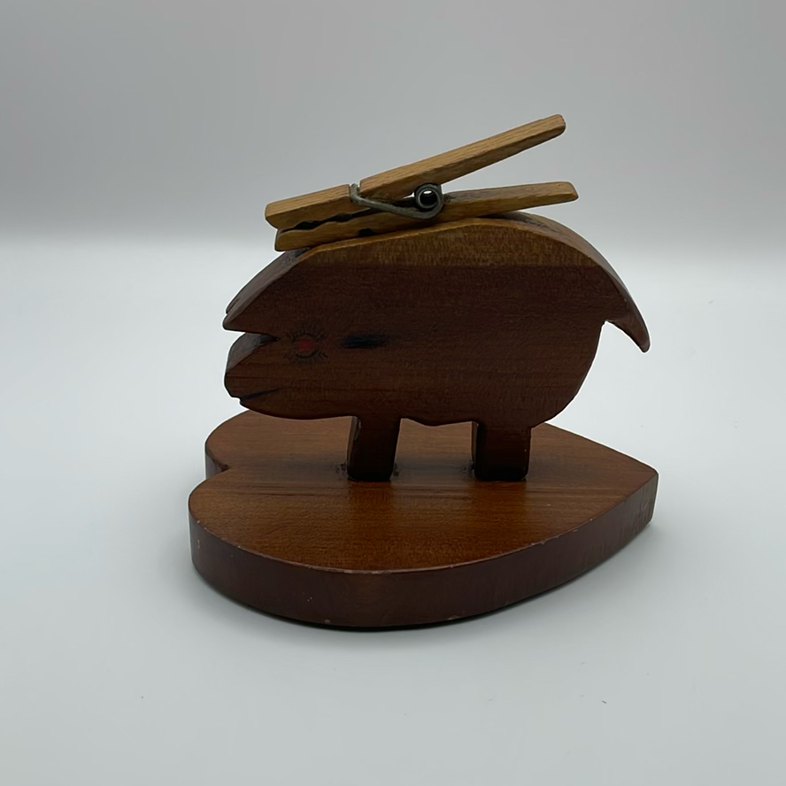 Wooden, PIG On Heart, Recipe Holder