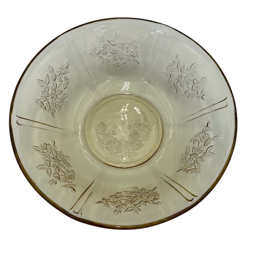 Vintage (1930s) Federal Glass "Sharon Amber" (Roses) 8 1/2" Large ...