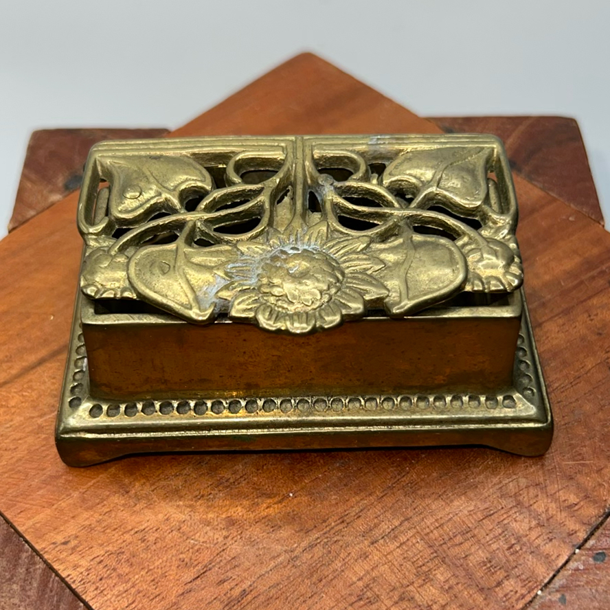 Vintage Art Nouveau Solid Brass Postage Stamp Rolls Container