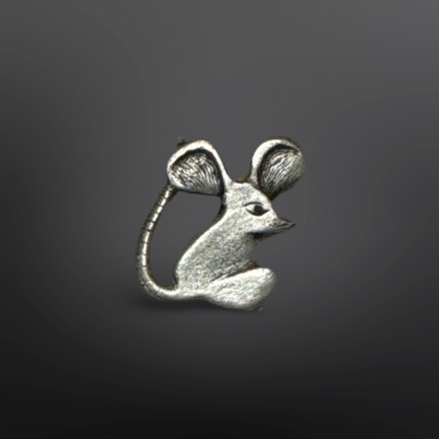 Whimsical 60's big-eared pewter mouse designer scatter pin, charming ...