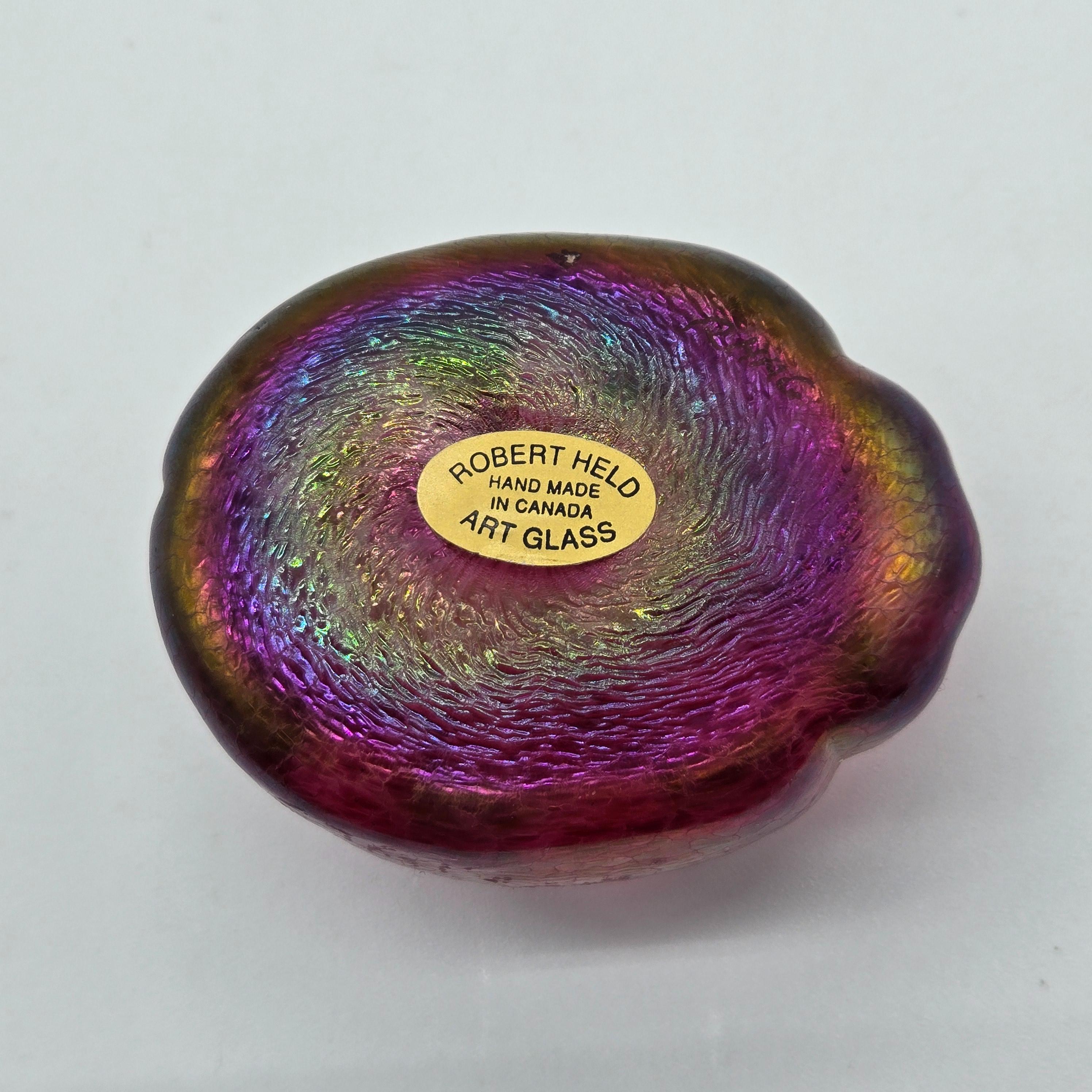 Robert Held Lady Bug Paperweight. Iridescent Pink /Red. 2.75" x 2.25"