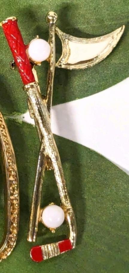 11. Gerri's Gold Tone And Red Enamel Golf Club, Balls And Flag