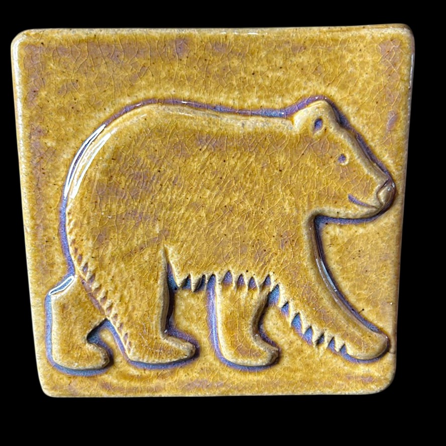 Emu Tile - Honey Glazed Bear - High fired Ceramic Tile: 4”x4”